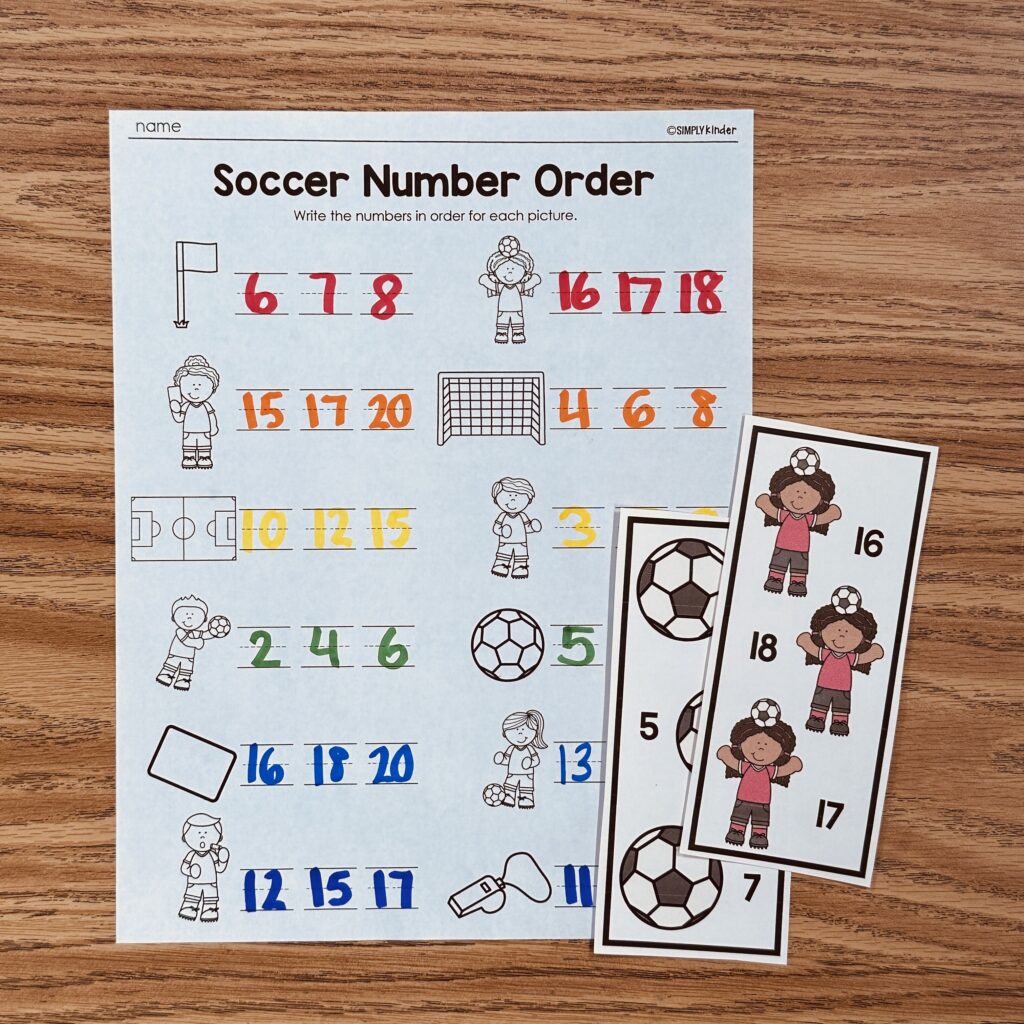 Soccer Number Order Center - Simply Kinder + Printable Membership