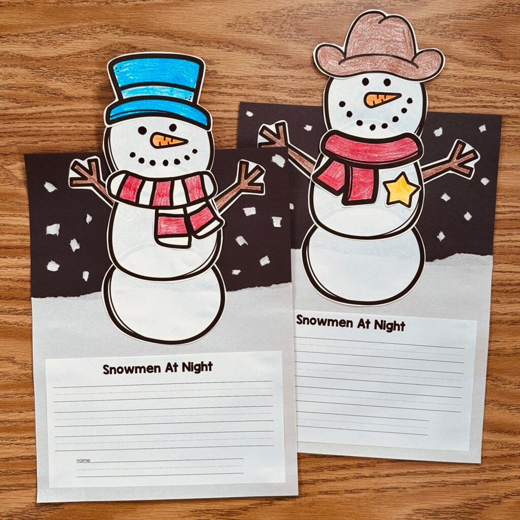 Snowmen At Night Bulletin Board Craft - Simply Kinder + Printable ...