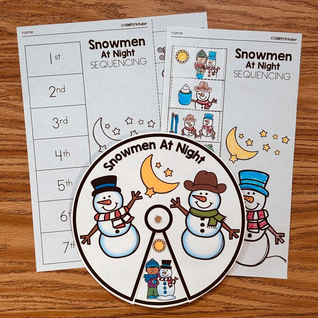 Snowmen At Night Sequencing Wheel and Printable - Simply Kinder ...