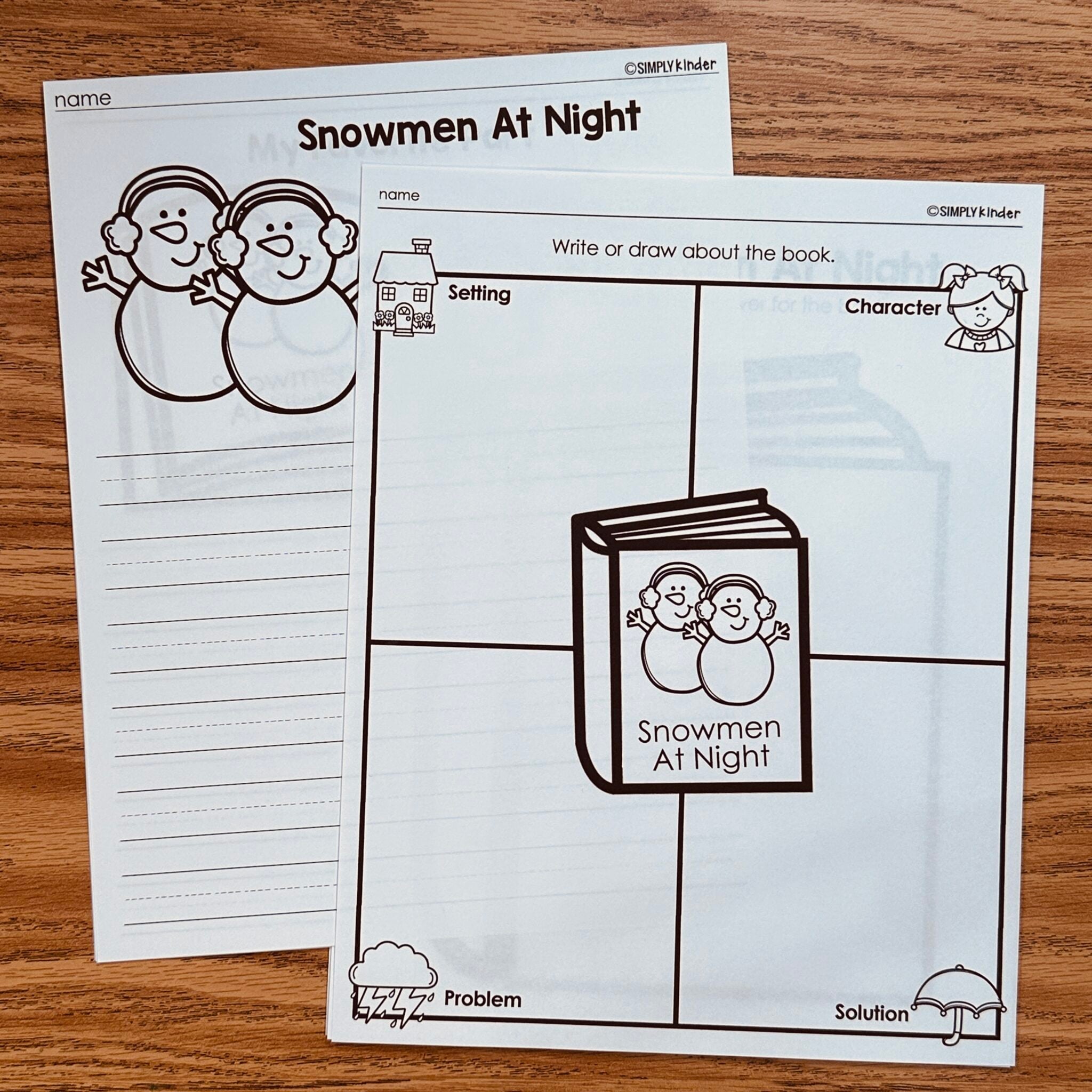 Snowmen At Night Read And Respond Printables - Simply Kinder ...