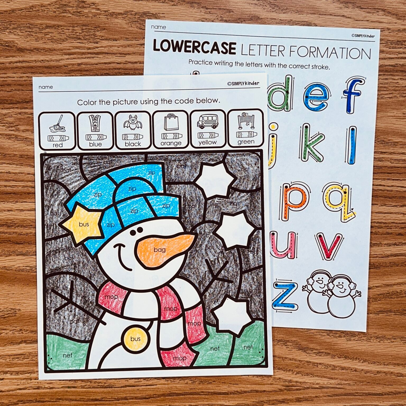 Snowmen At Night Literacy Printables - Simply Kinder + Printable Membership