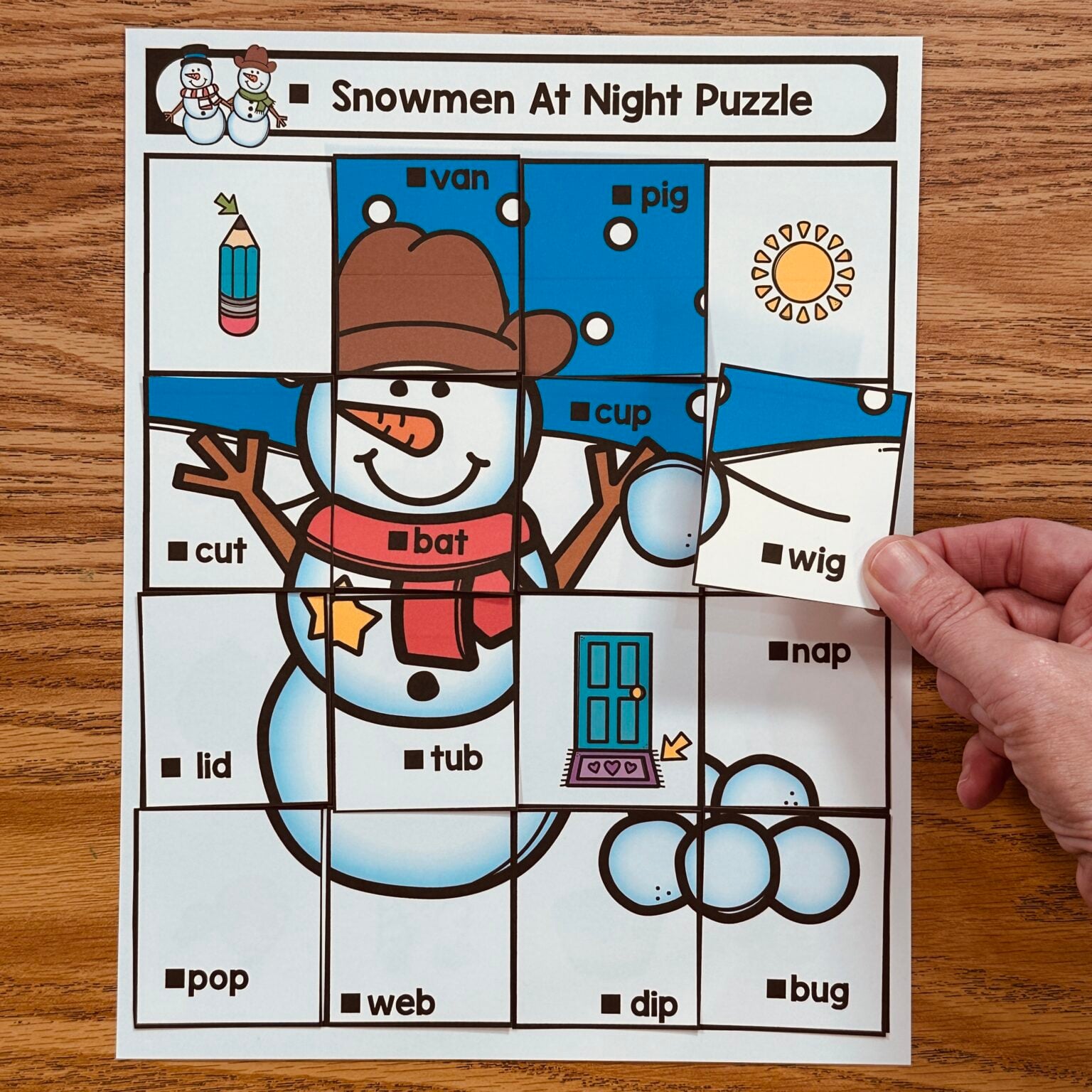 Snowmen At Night Picture Puzzles - Simply Kinder + Printable Membership
