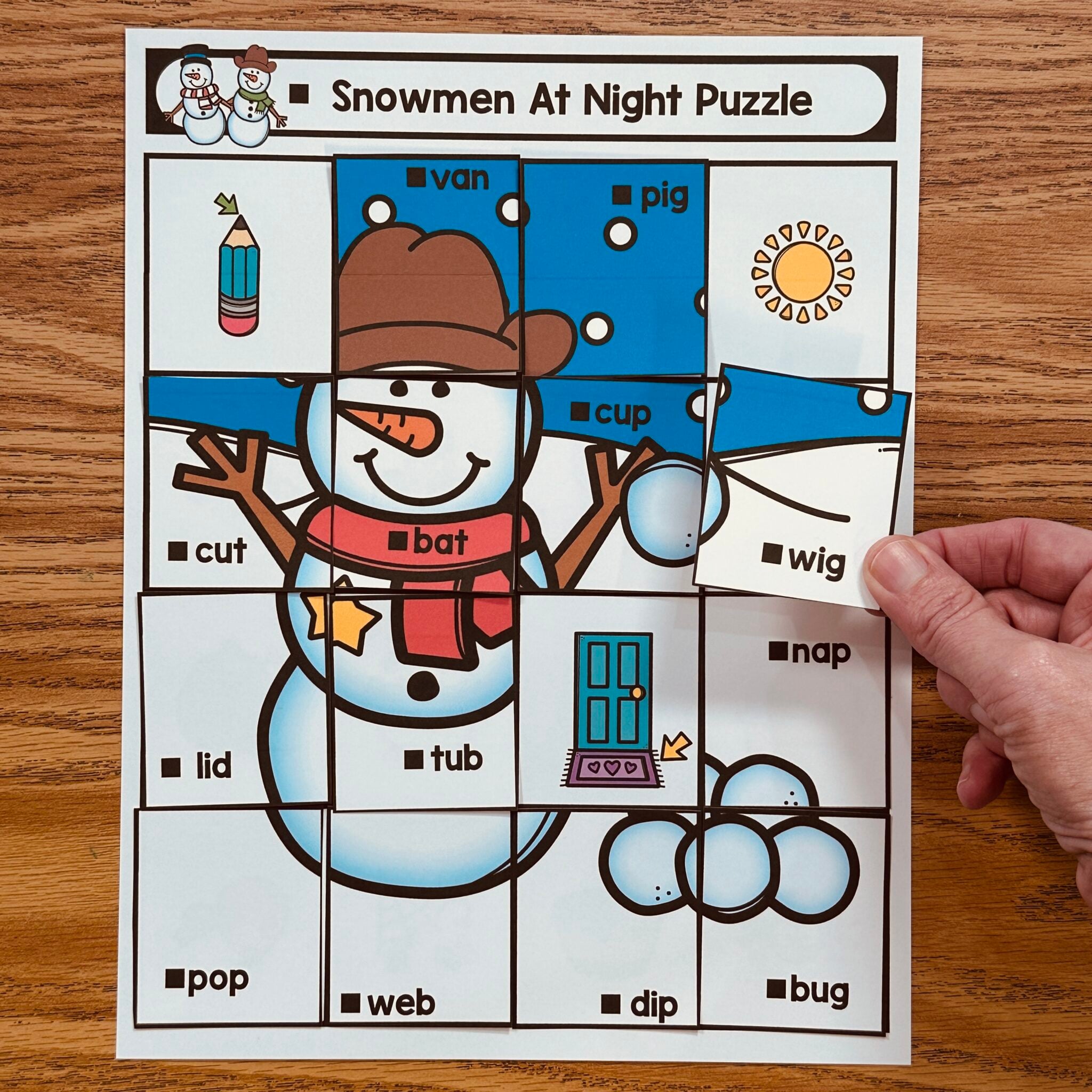 Snowmen At Night Picture Puzzles - Simply Kinder + Printable Membership
