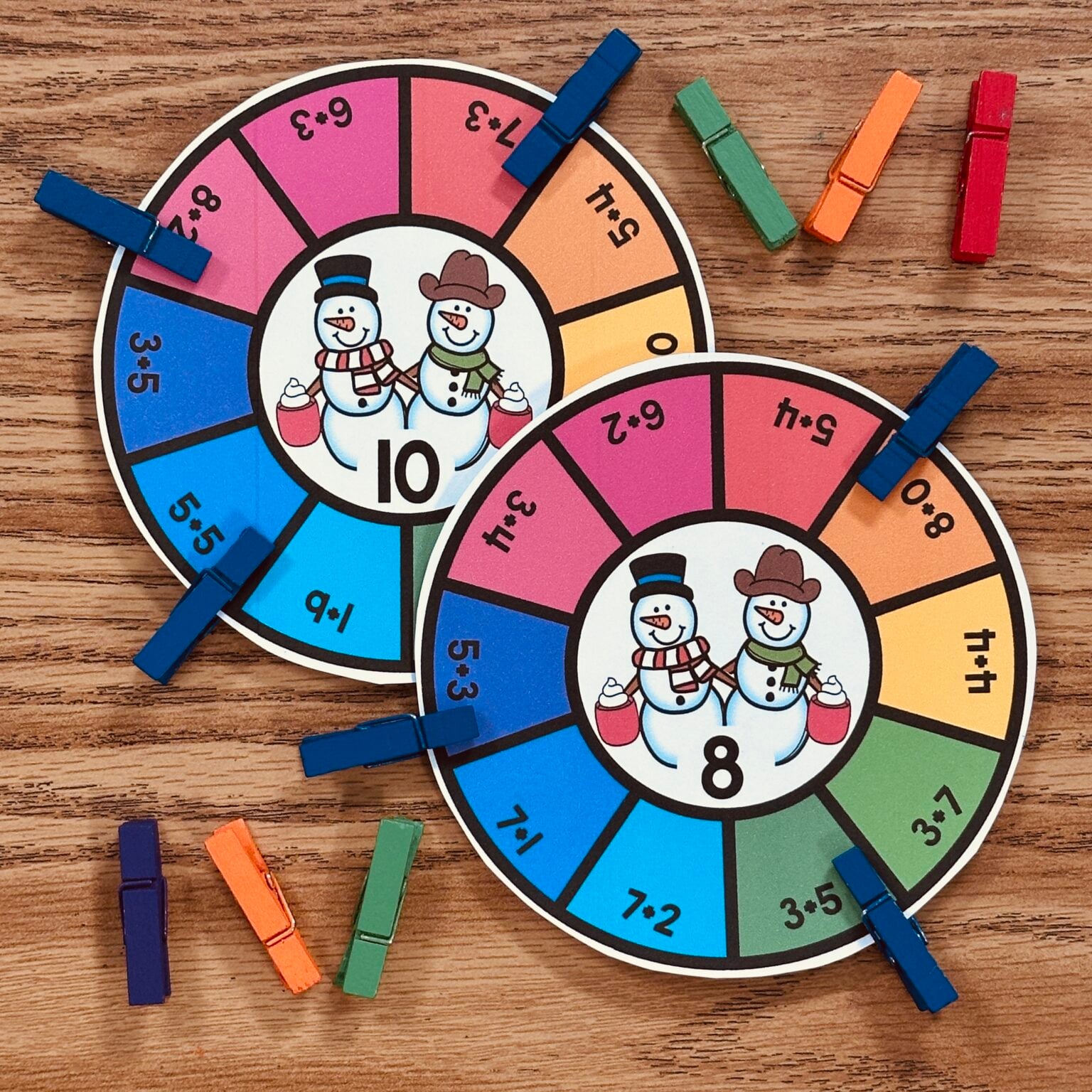 Snowmen At Work Addition Wheel Math Center - Simply Kinder + Printable ...