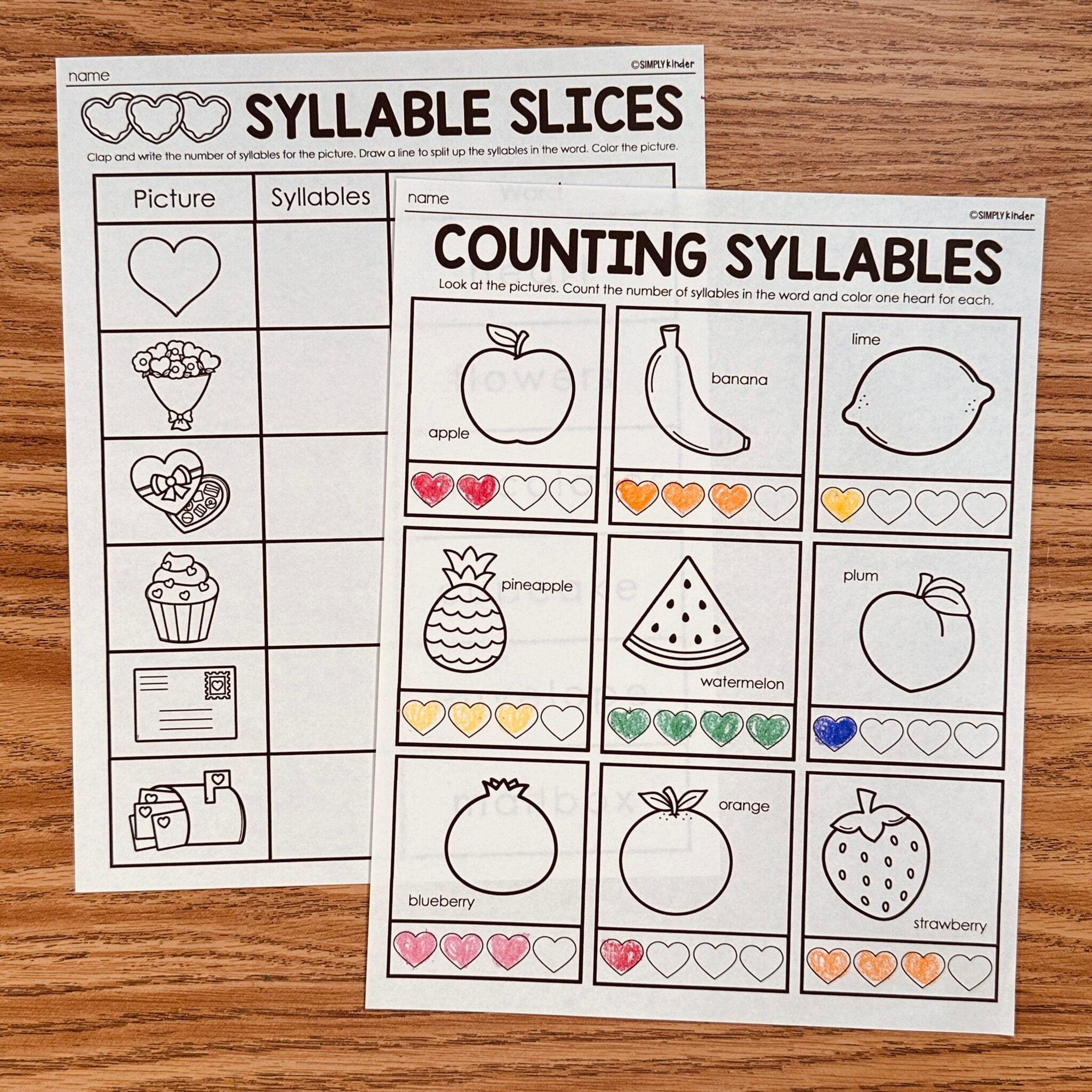 February Syllables Printables - Simply Kinder + Printable Membership