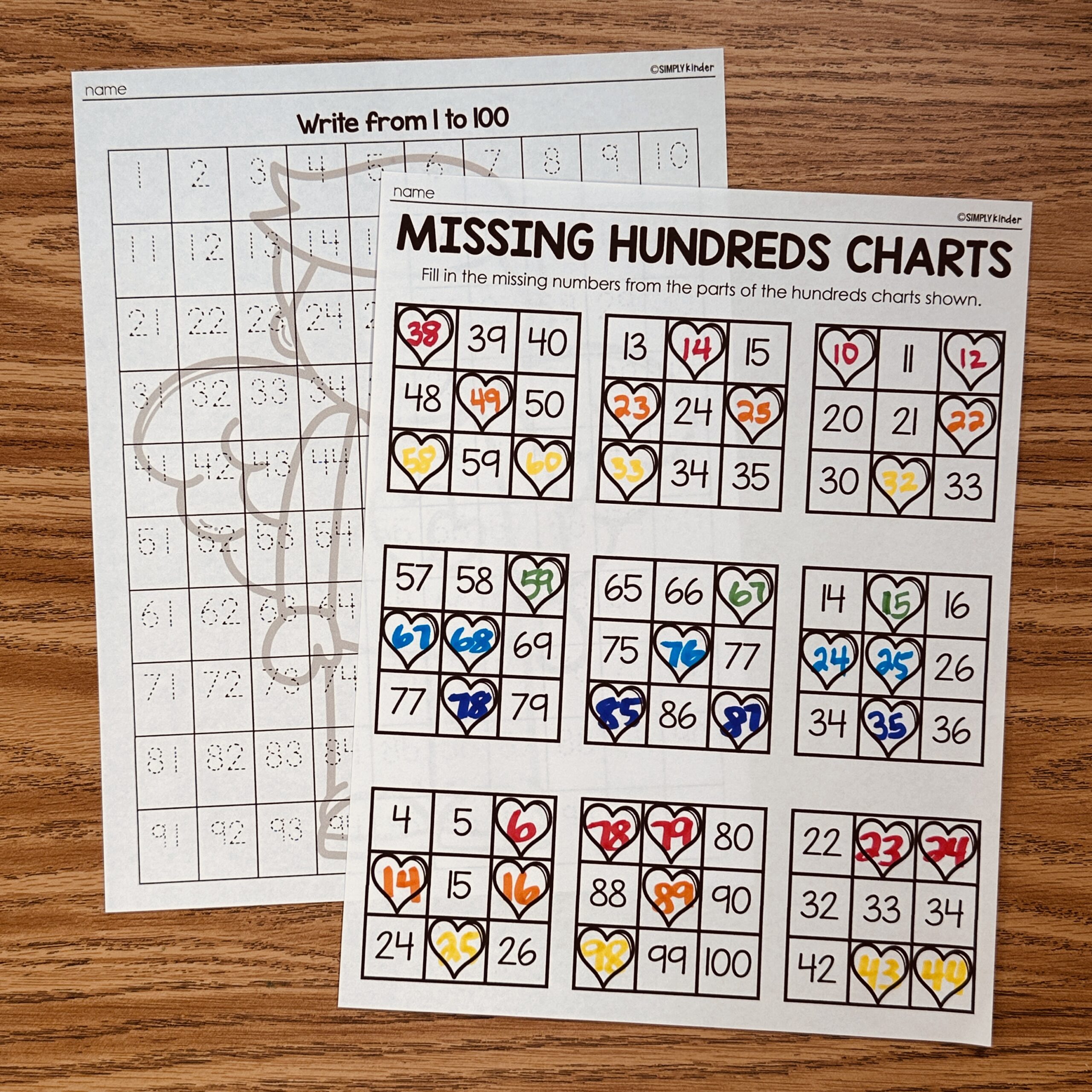 February Hundreds Chart Printables - Simply Kinder + Printable Membership