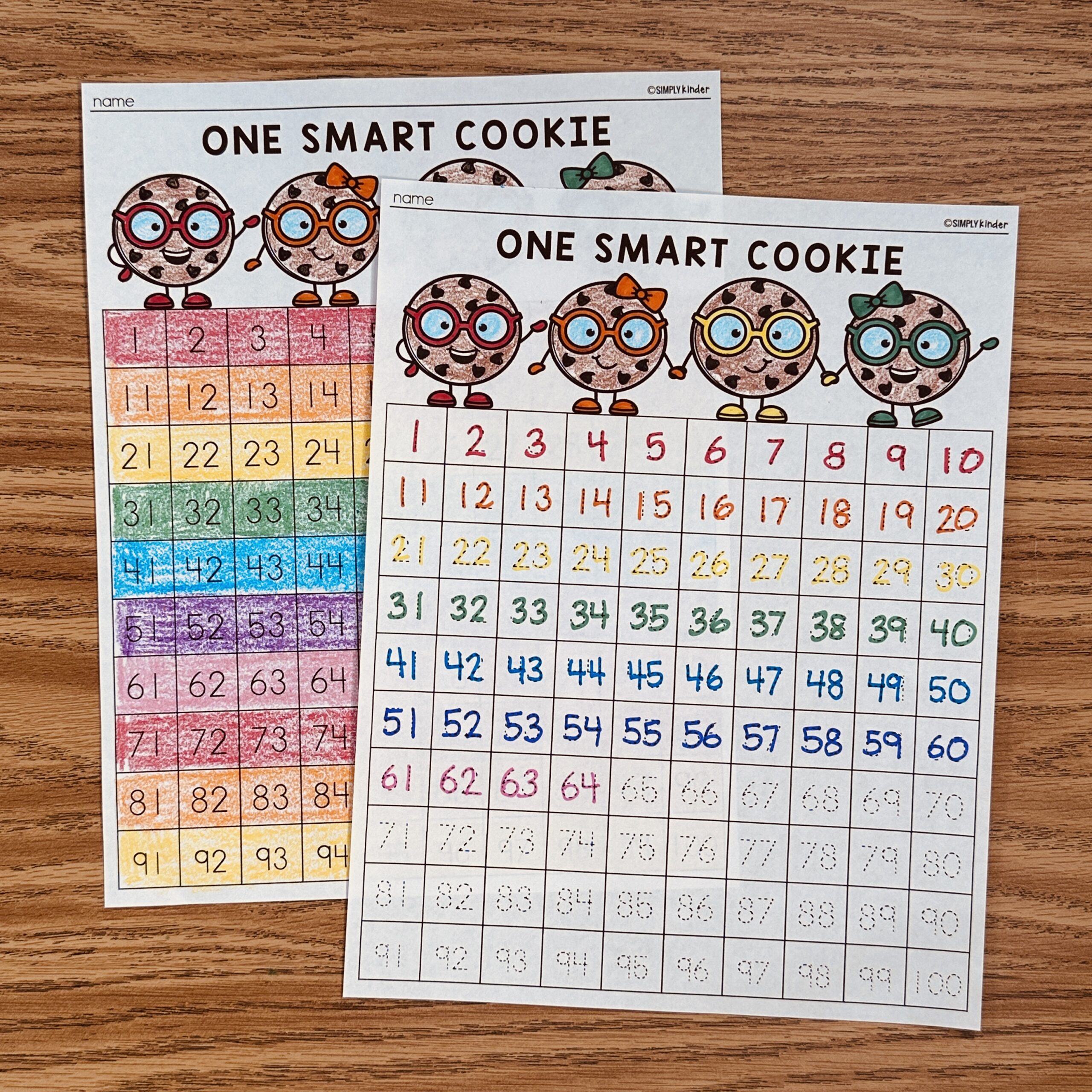 Smart Cookie 100th Day Hundred Charts - Simply Kinder + Printable ...