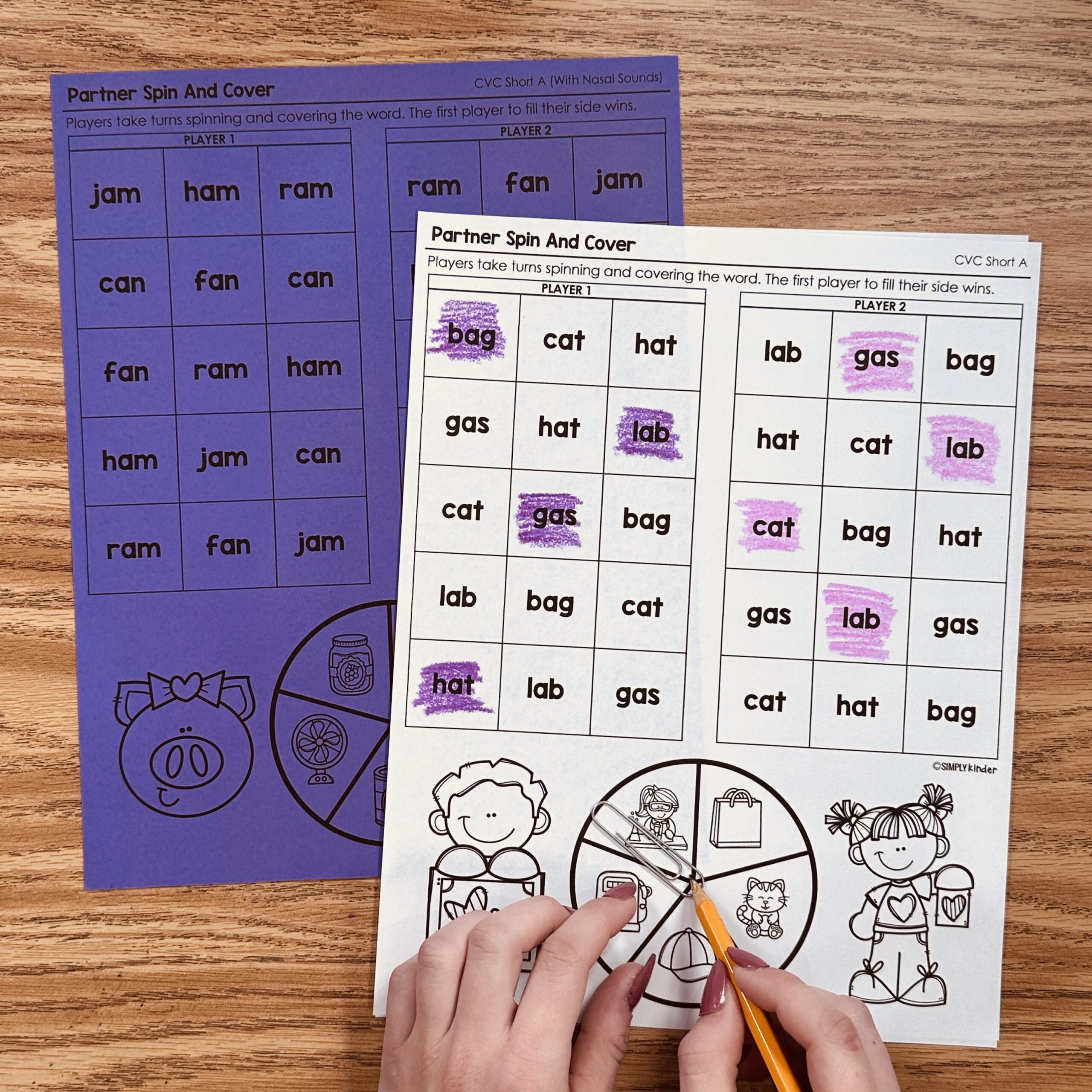 Valentine CVC Partner Spin And Cover No Prep Game - Simply Kinder ...
