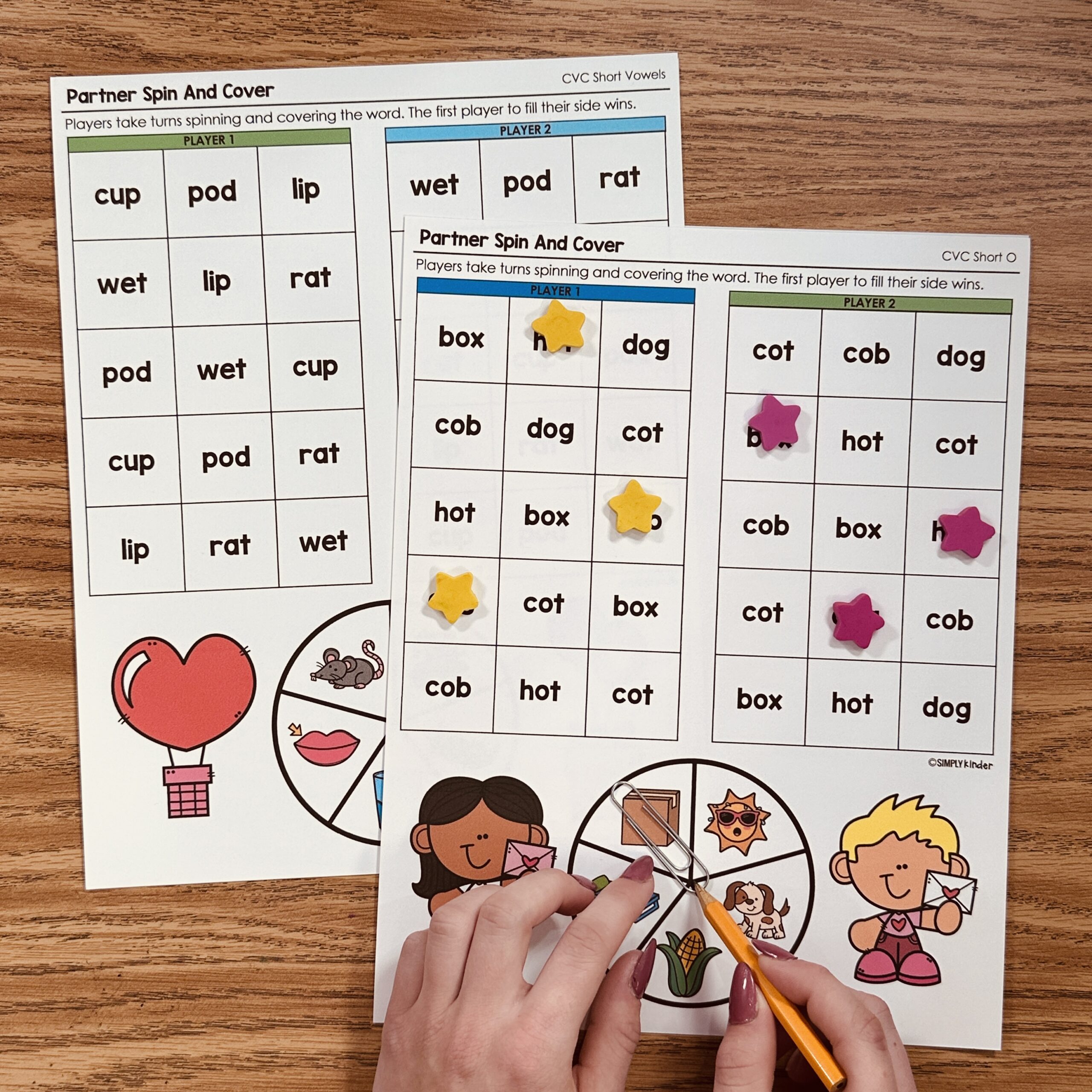 Valentine CVC Partner Spin And Cover No Prep Game - Simply Kinder ...