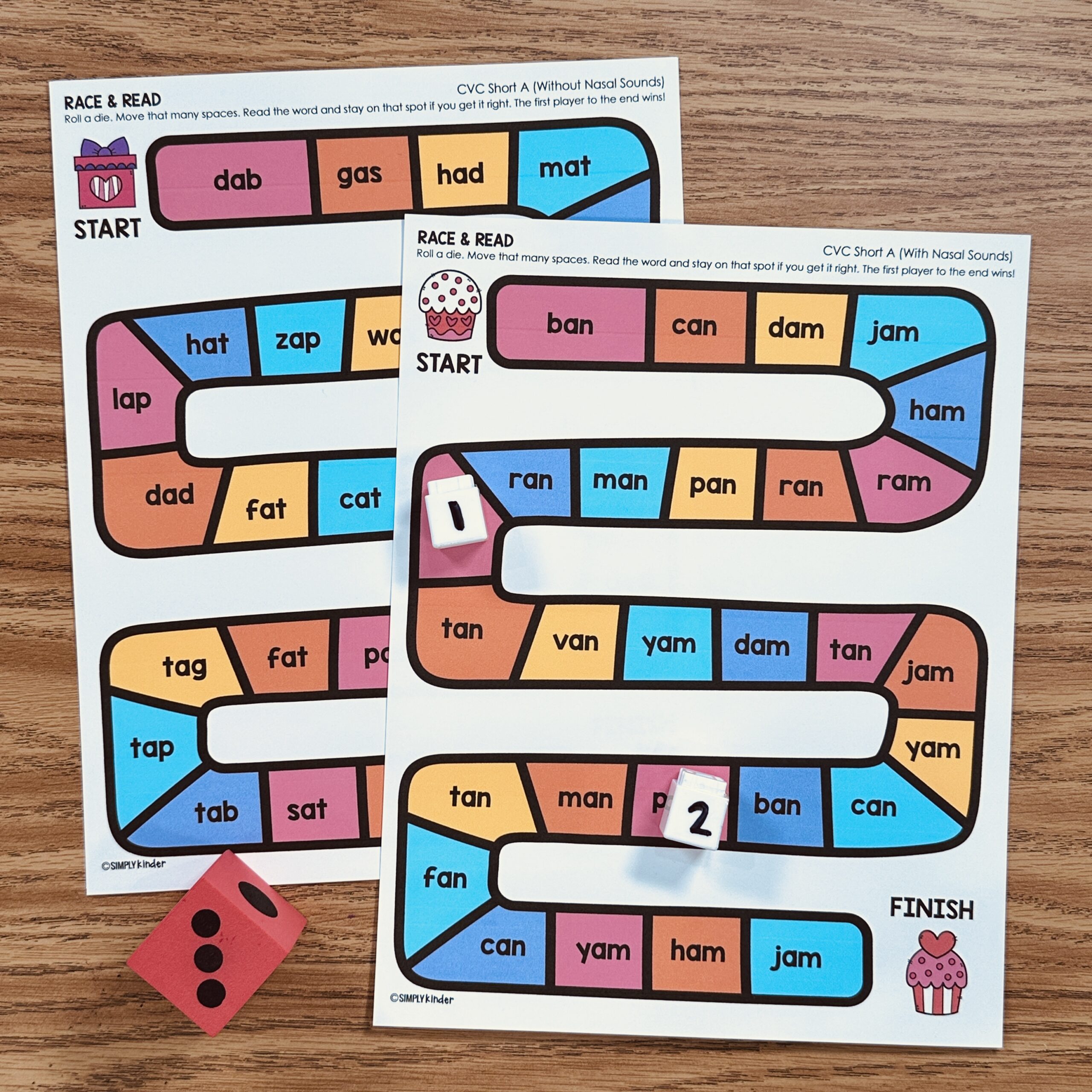 Valentine CVC Race And Read No Prep Game - Simply Kinder + Printable ...