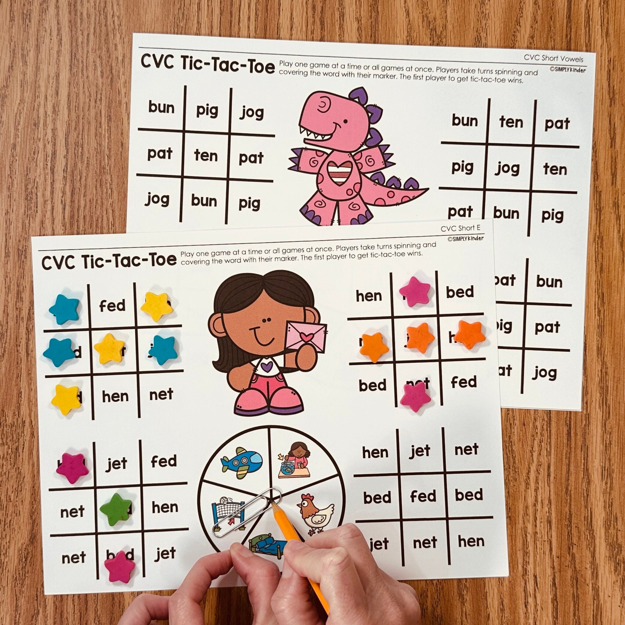 Valentine CVC Tic-Tac-Toe No Prep Game - Simply Kinder + Printable ...