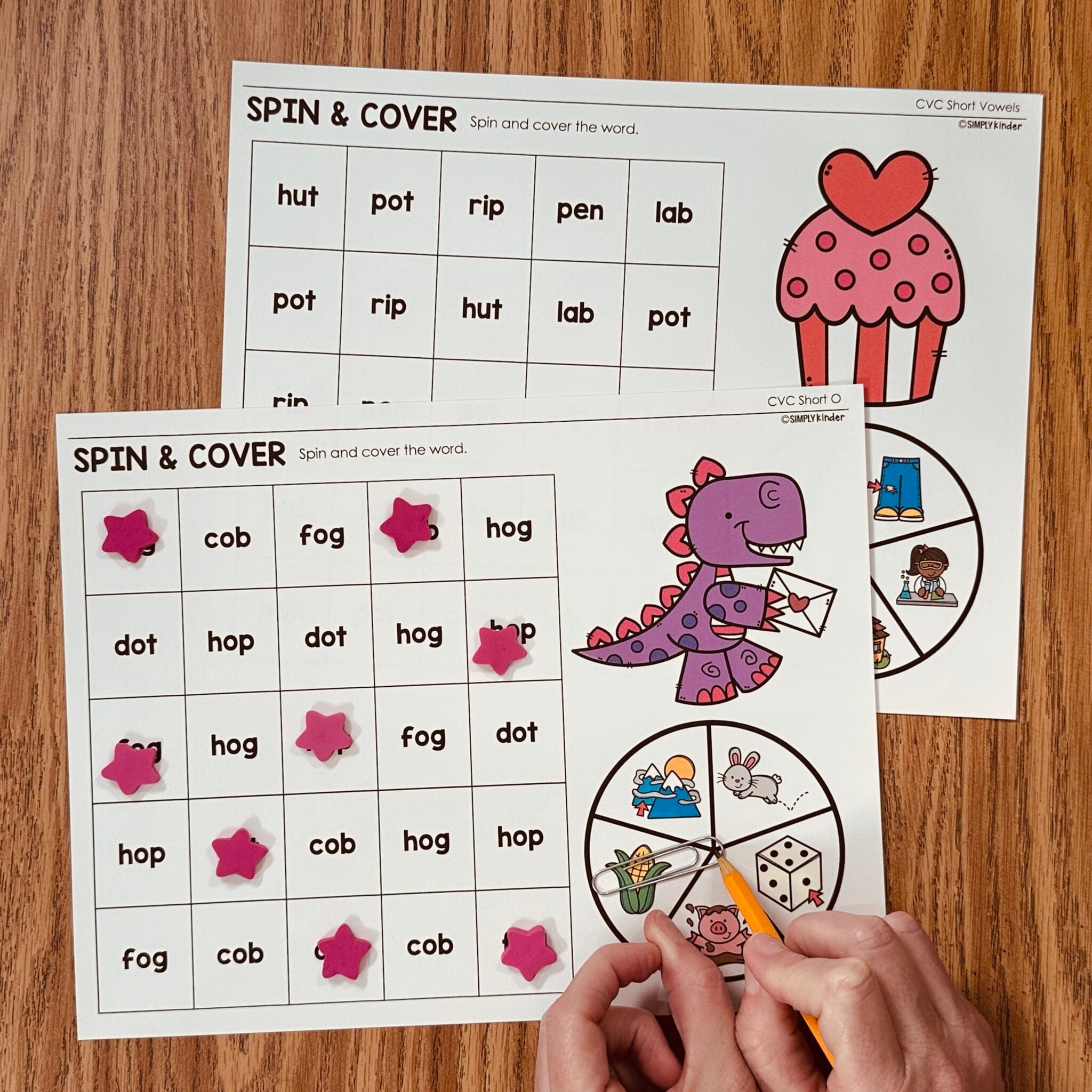 Valentine CVC Spin And Cover No Prep Game - Simply Kinder + Printable ...