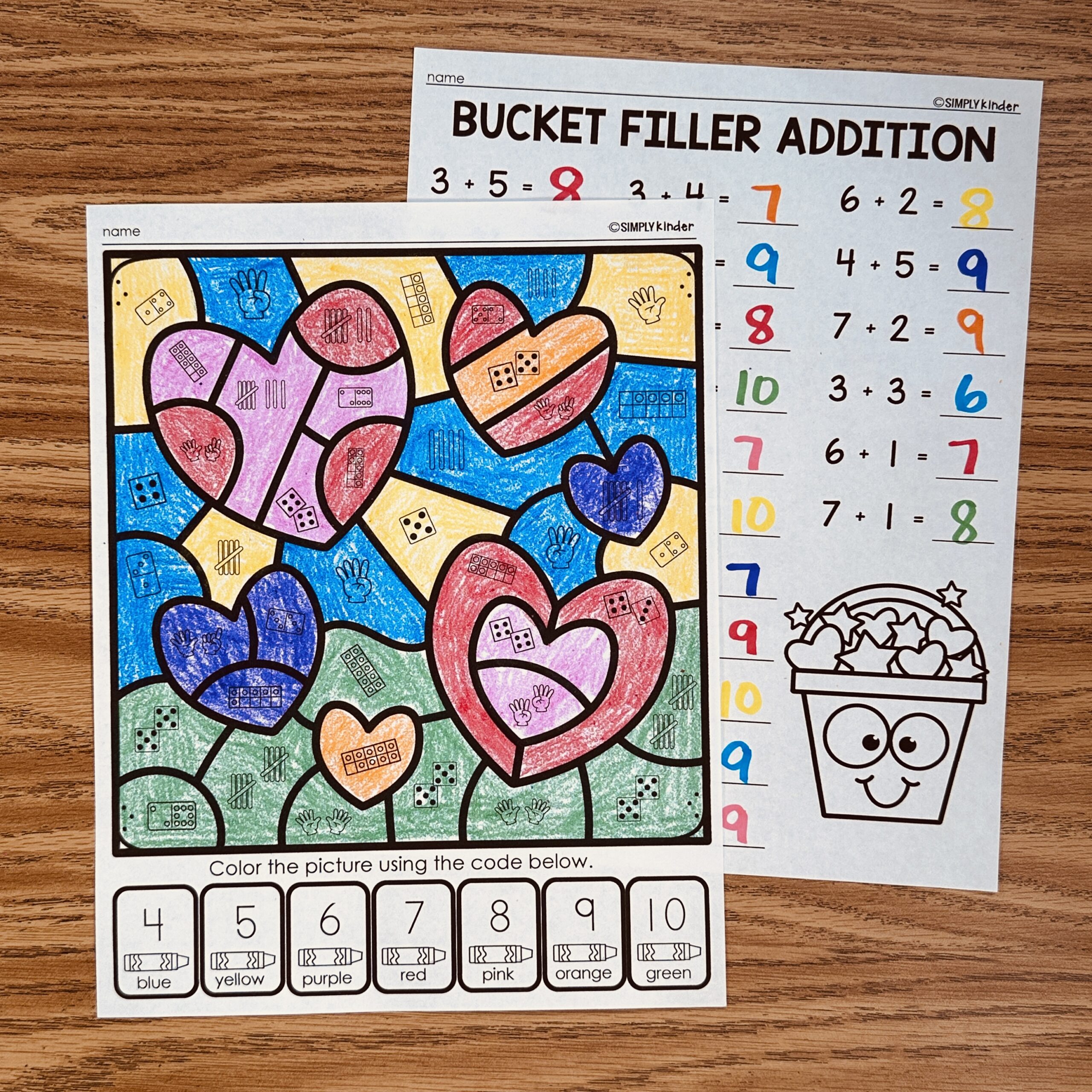 Bucket Filler Literacy & Math Printables - Simply Kinder + Printable ...