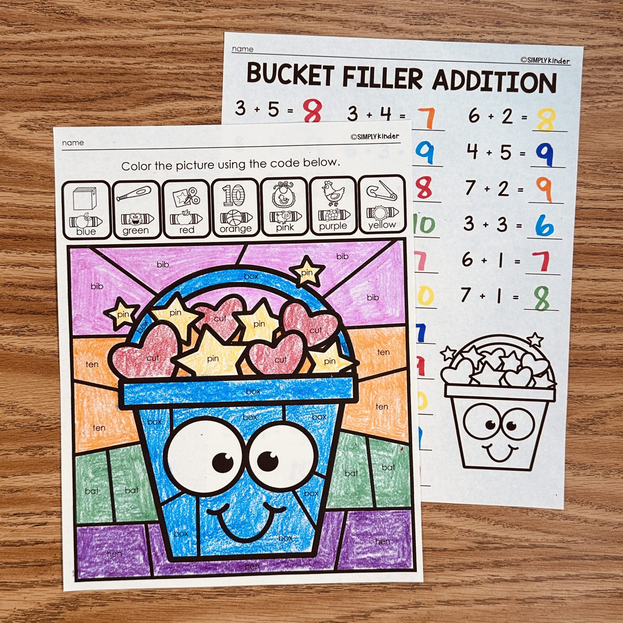 Bucket Filler Literacy & Math Printables - Simply Kinder + Printable ...