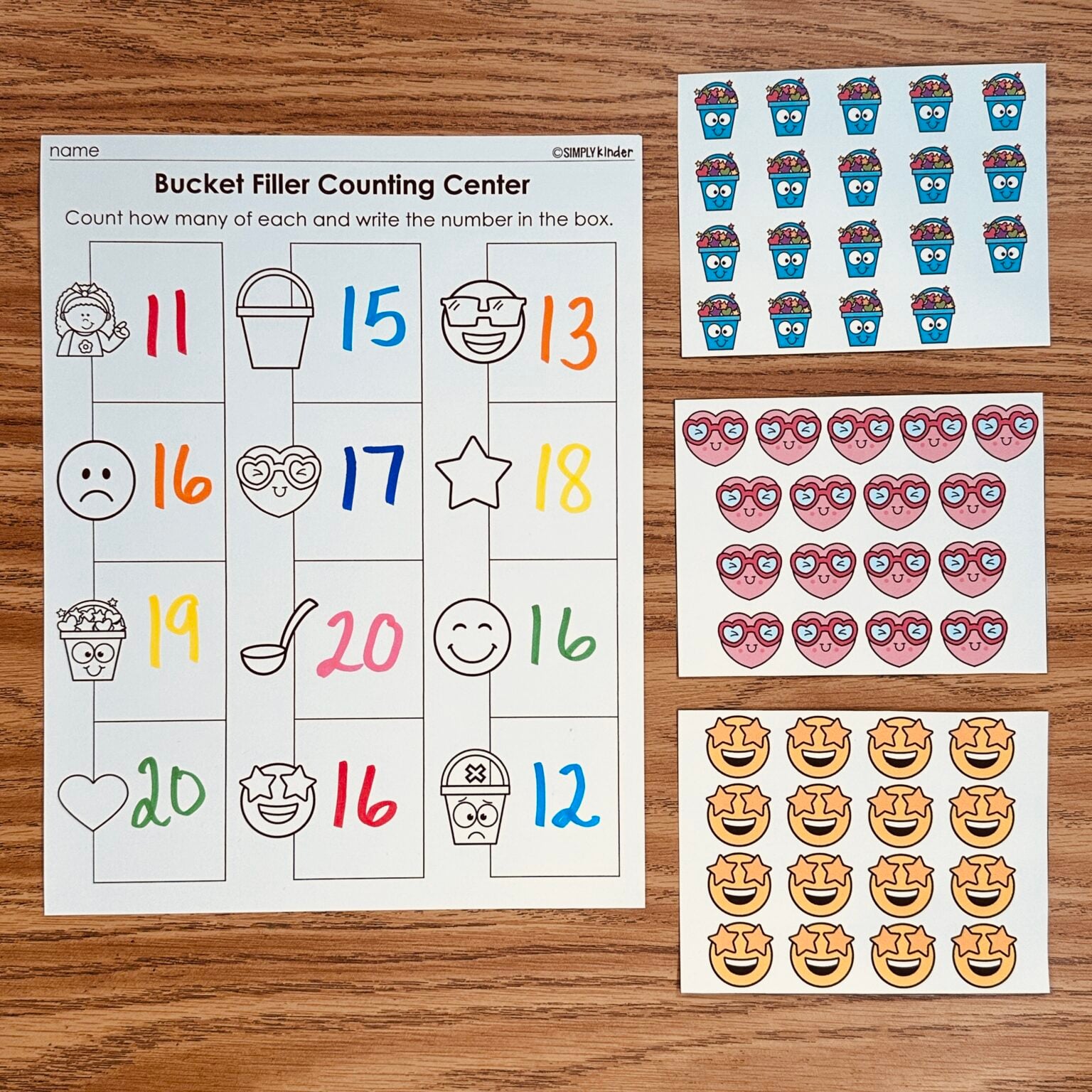 Bucket Filler Counting Center - Simply Kinder + Printable Membership