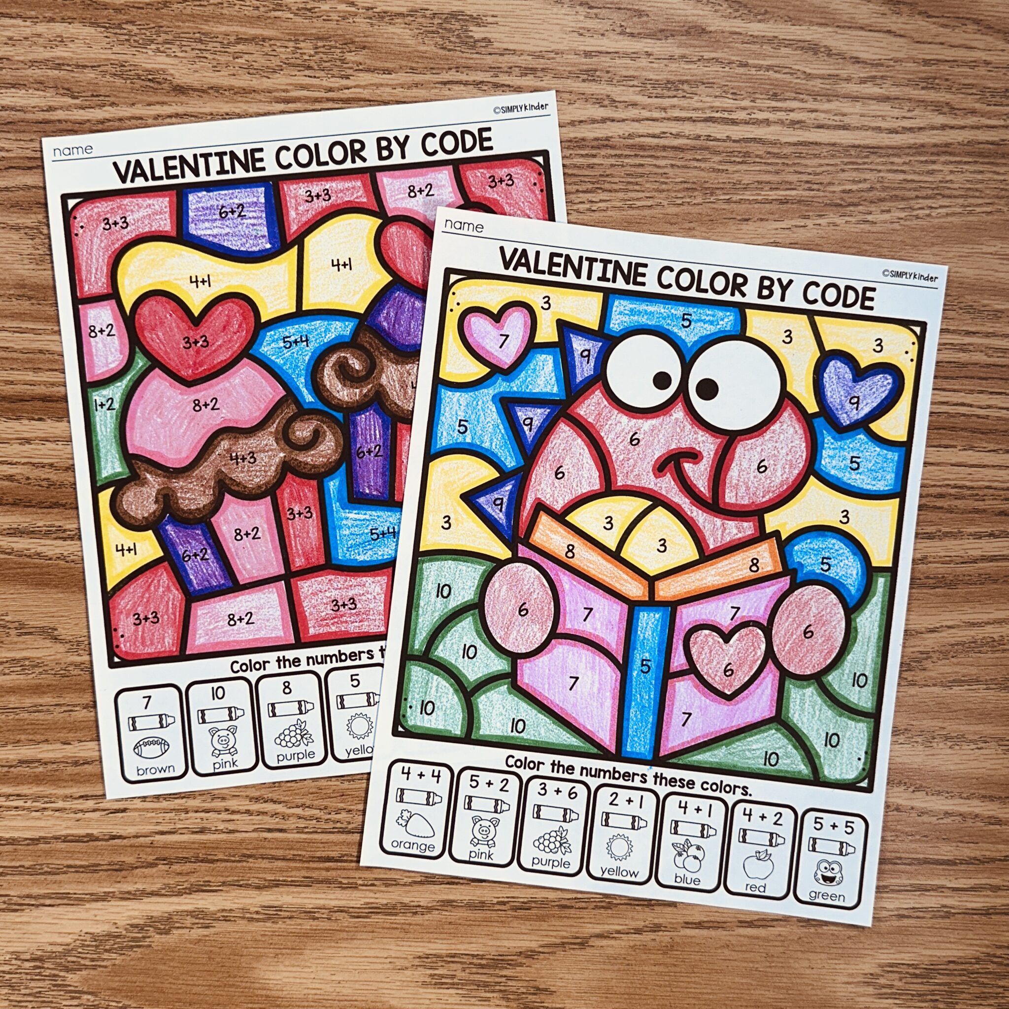 Valentine's Day No-Prep Addition Printables: Color By Codes - Simply ...