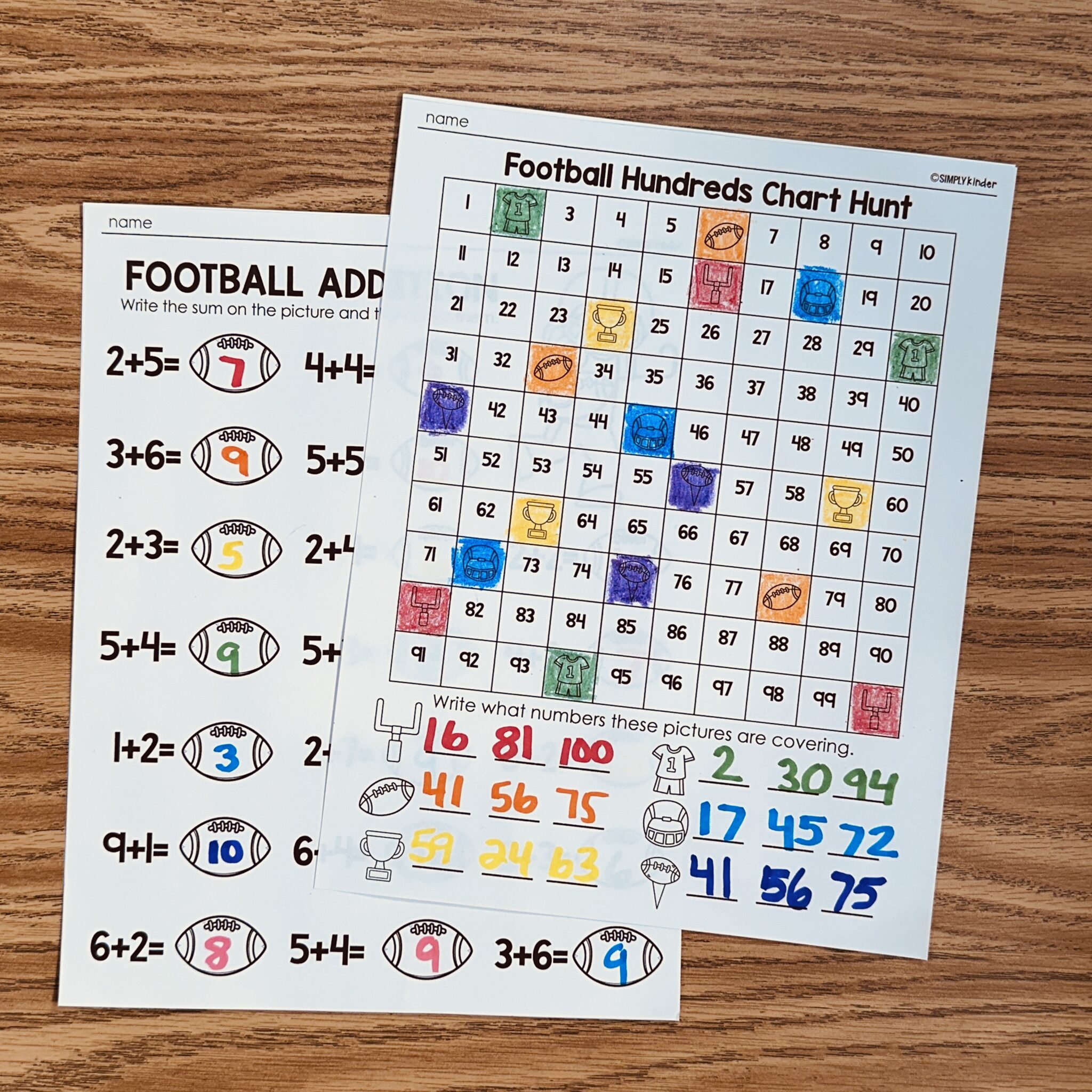 Football Math Printables - Simply Kinder + Printable Membership