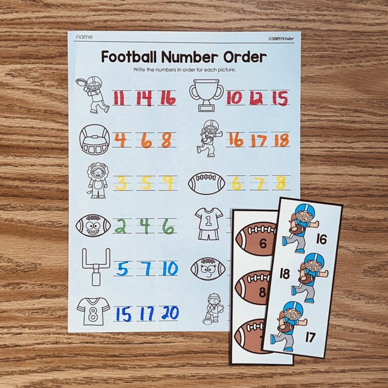 Football Number Order Center - Simply Kinder + Printable Membership