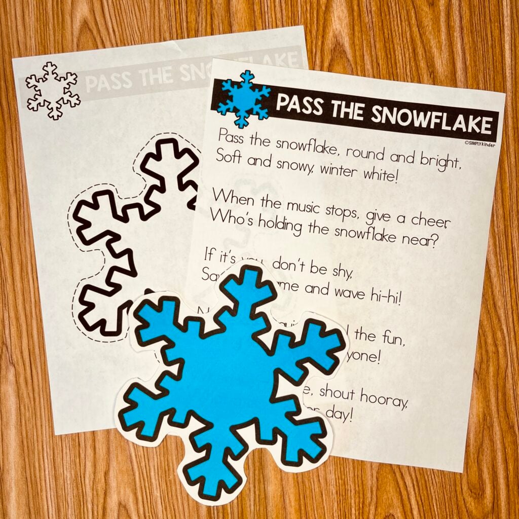 FREE Pass the Snowflake Poem - Simply Kinder + Printable Membership