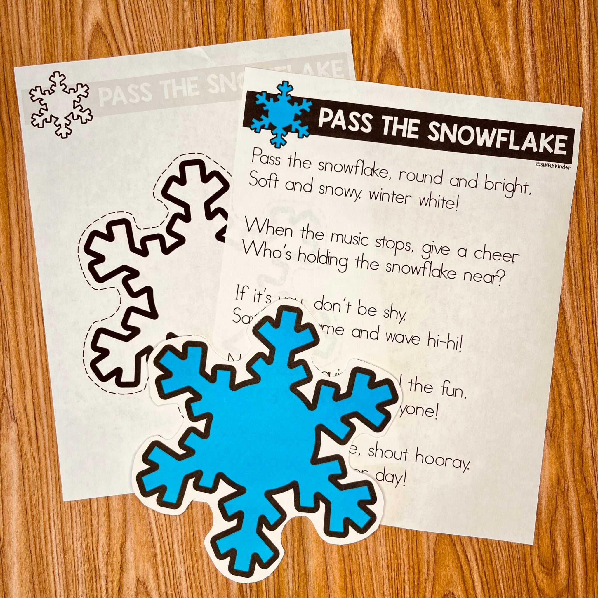 FREE Pass the Snowflake Poem - Simply Kinder + Printable Membership