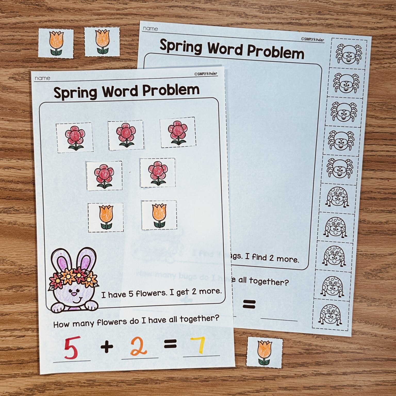 Spring No-Prep Addition Printables: Word Problems - Simply Kinder ...