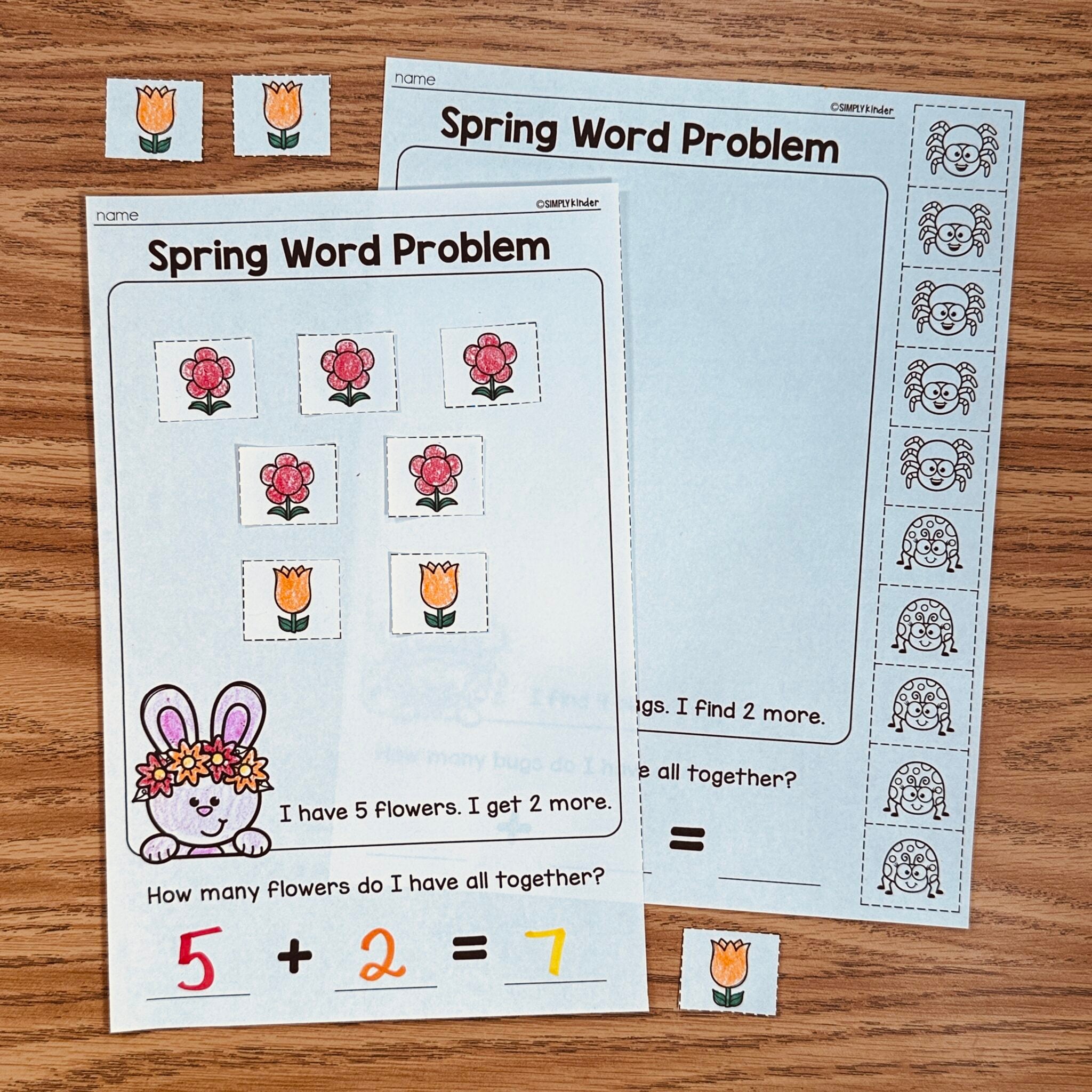 Spring No-Prep Addition Printables: Word Problems - Simply Kinder ...