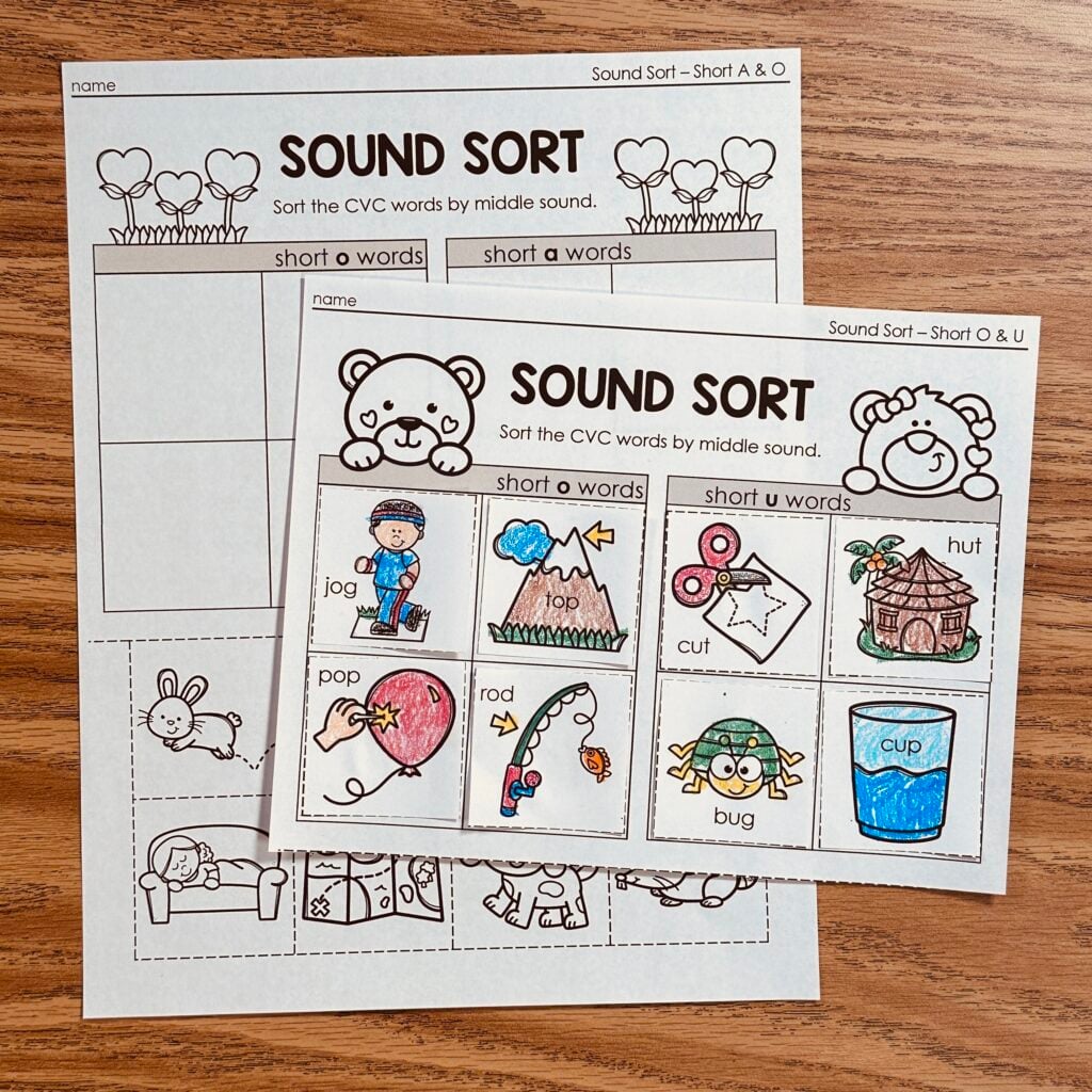 Valentine CVC Sound Sort Printables - Simply Kinder + Printable Membership