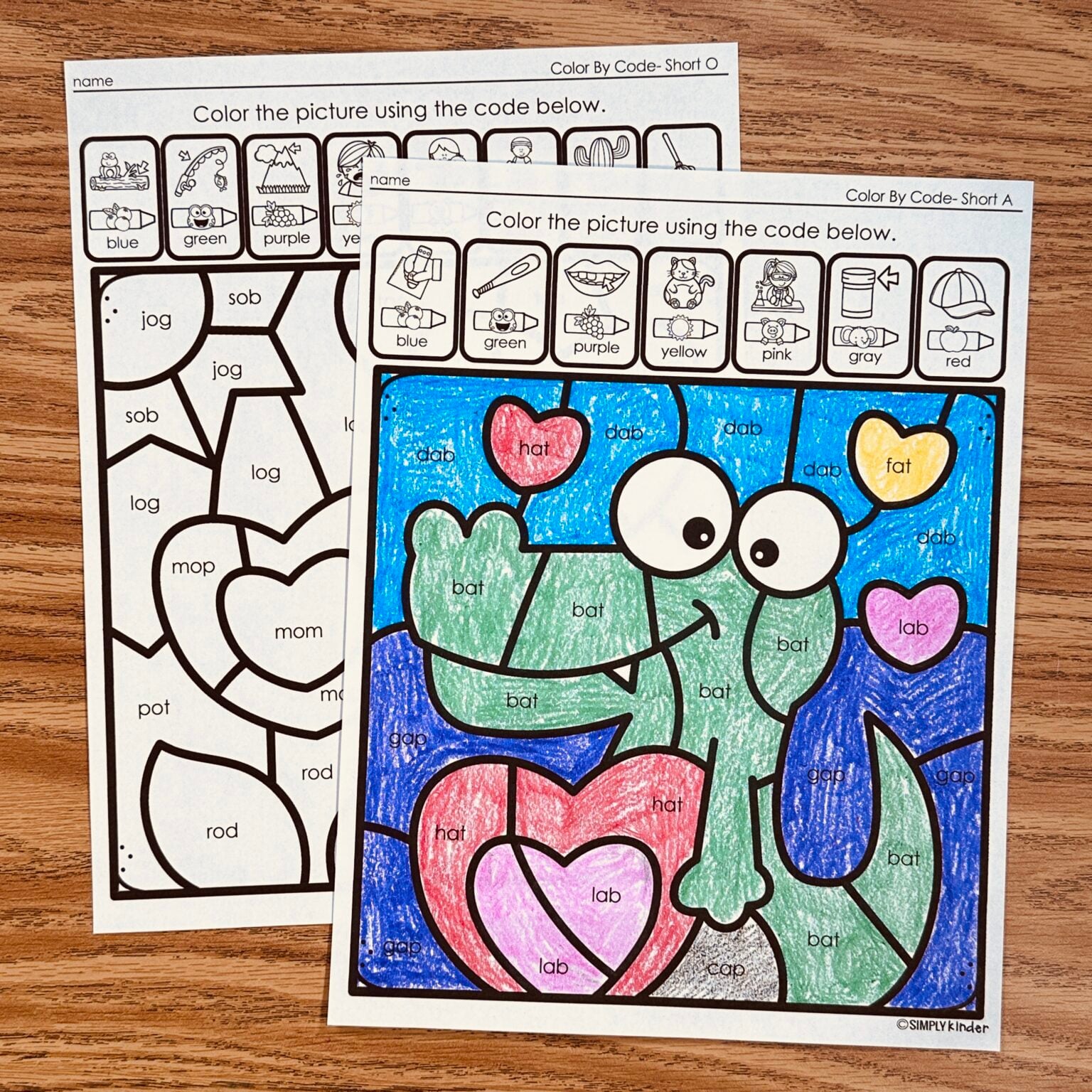 Valentine CVC Color By Codes Printables - Simply Kinder + Printable ...