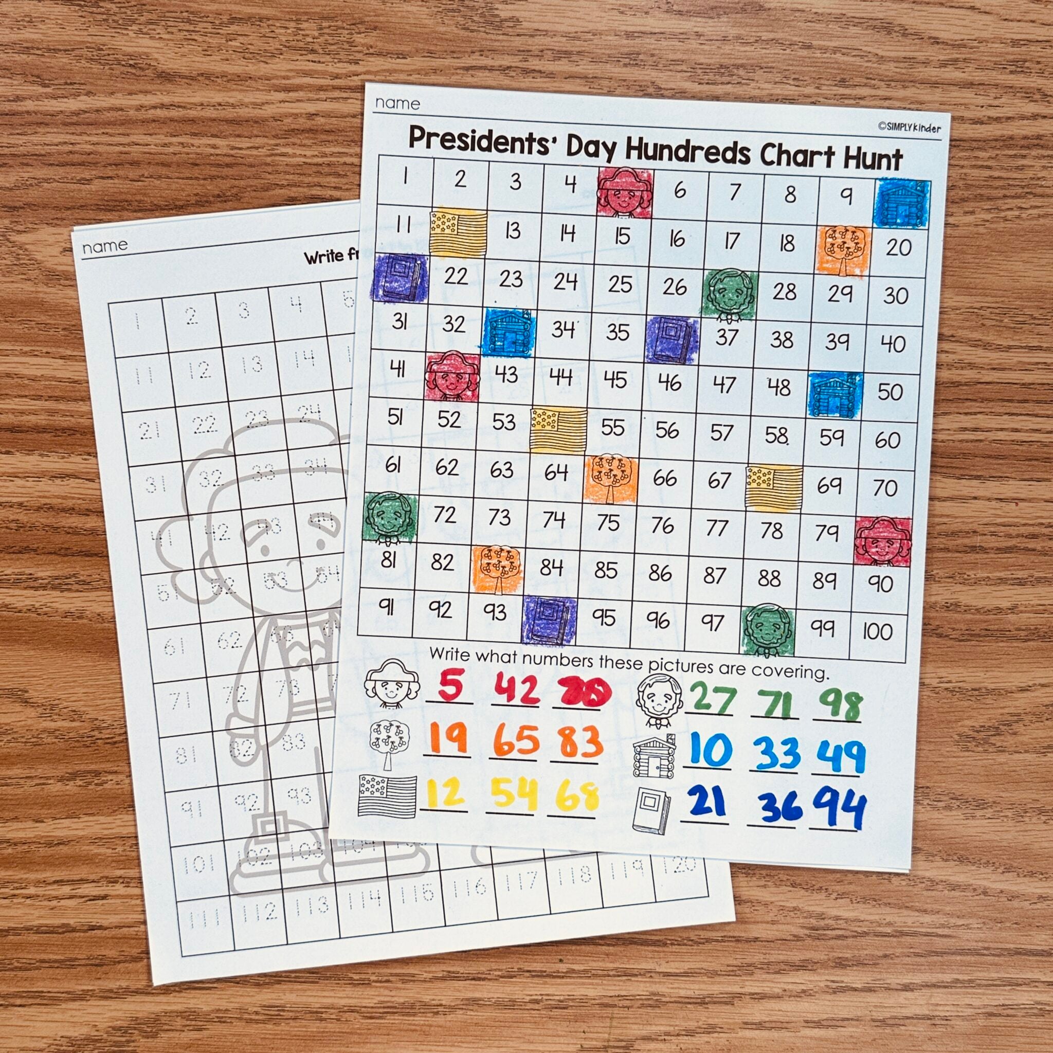 Presidents Day Hundreds Chart Printables - Simply Kinder + Printable ...