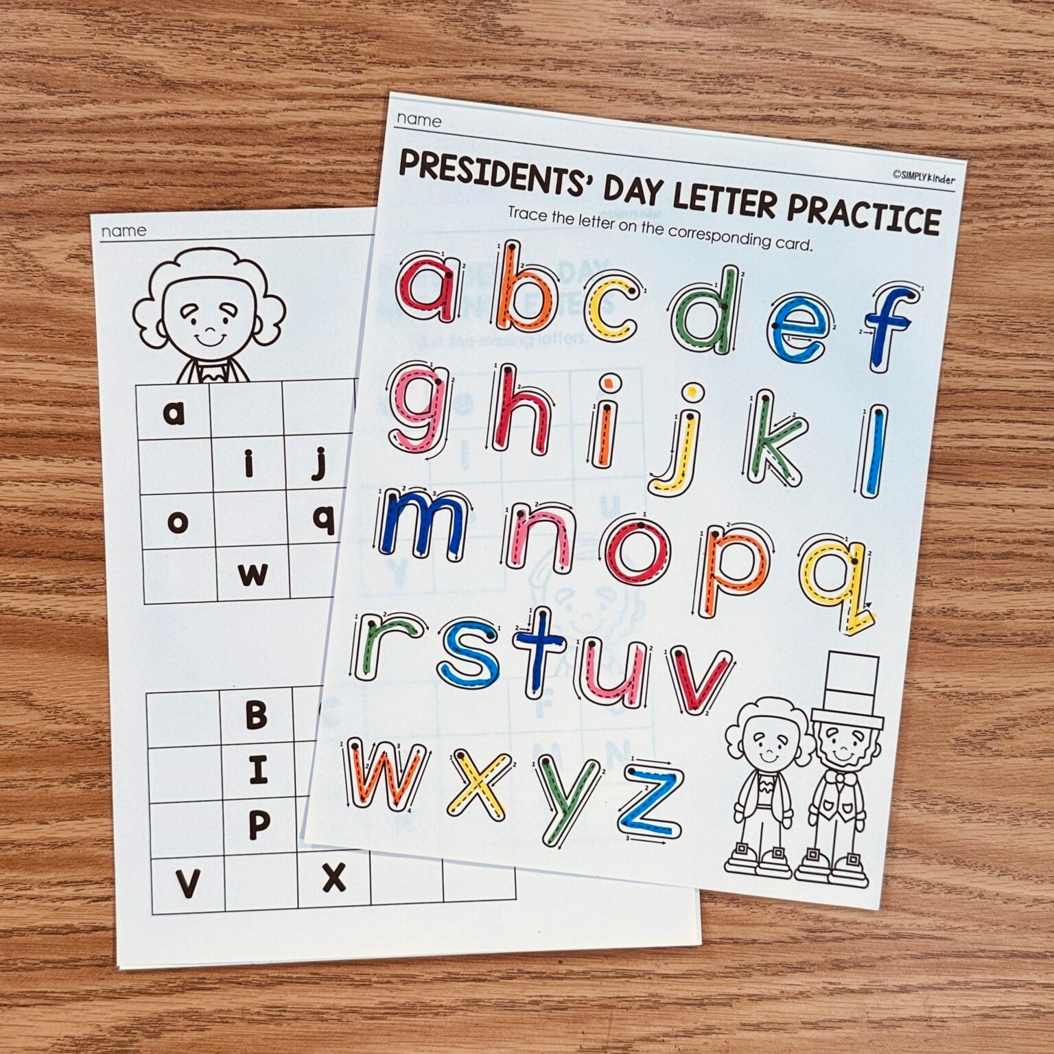Presidents Day Alphabet Pages - Simply Kinder + Printable Membership