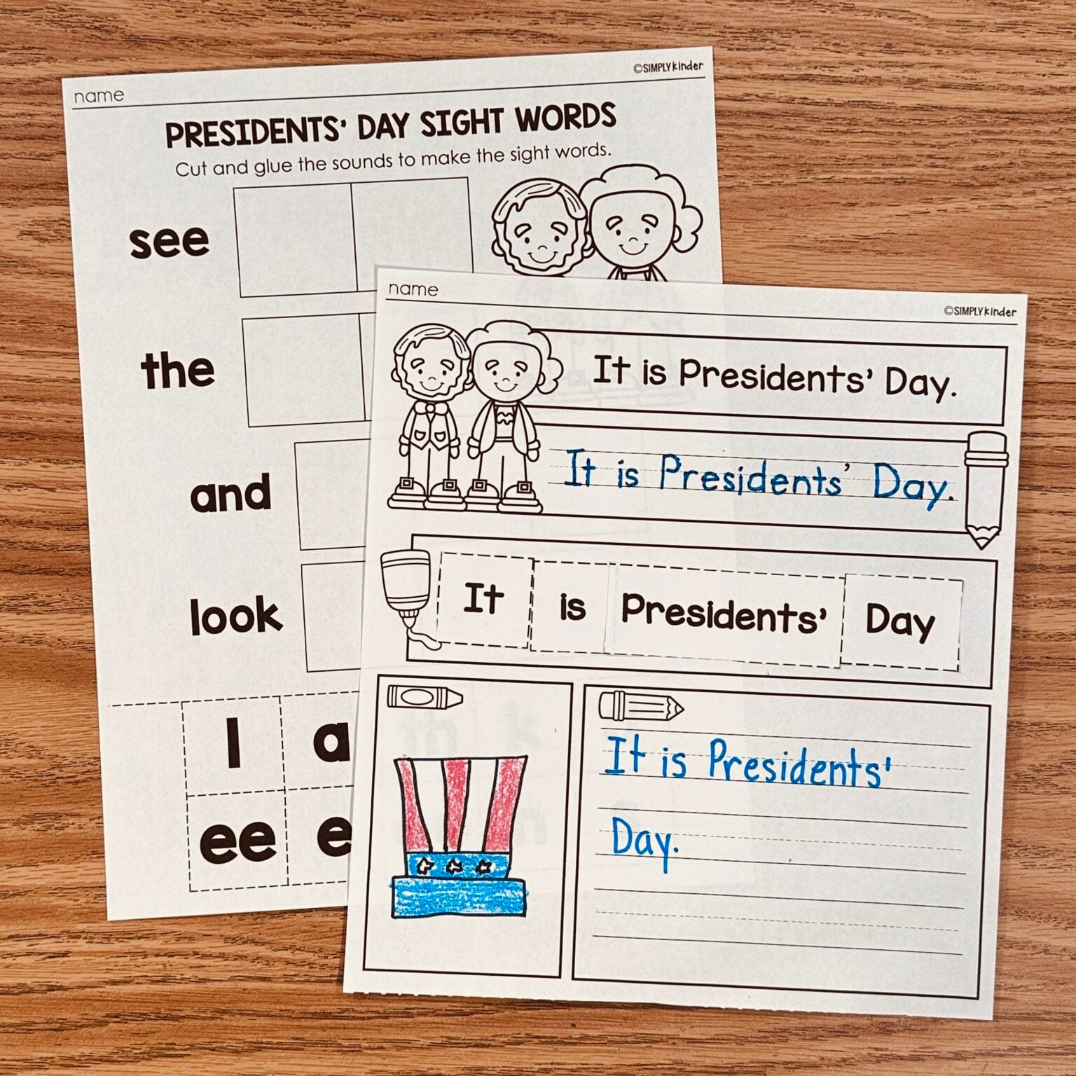 Presidents Day Sight Word Printables - Simply Kinder + Printable Membership