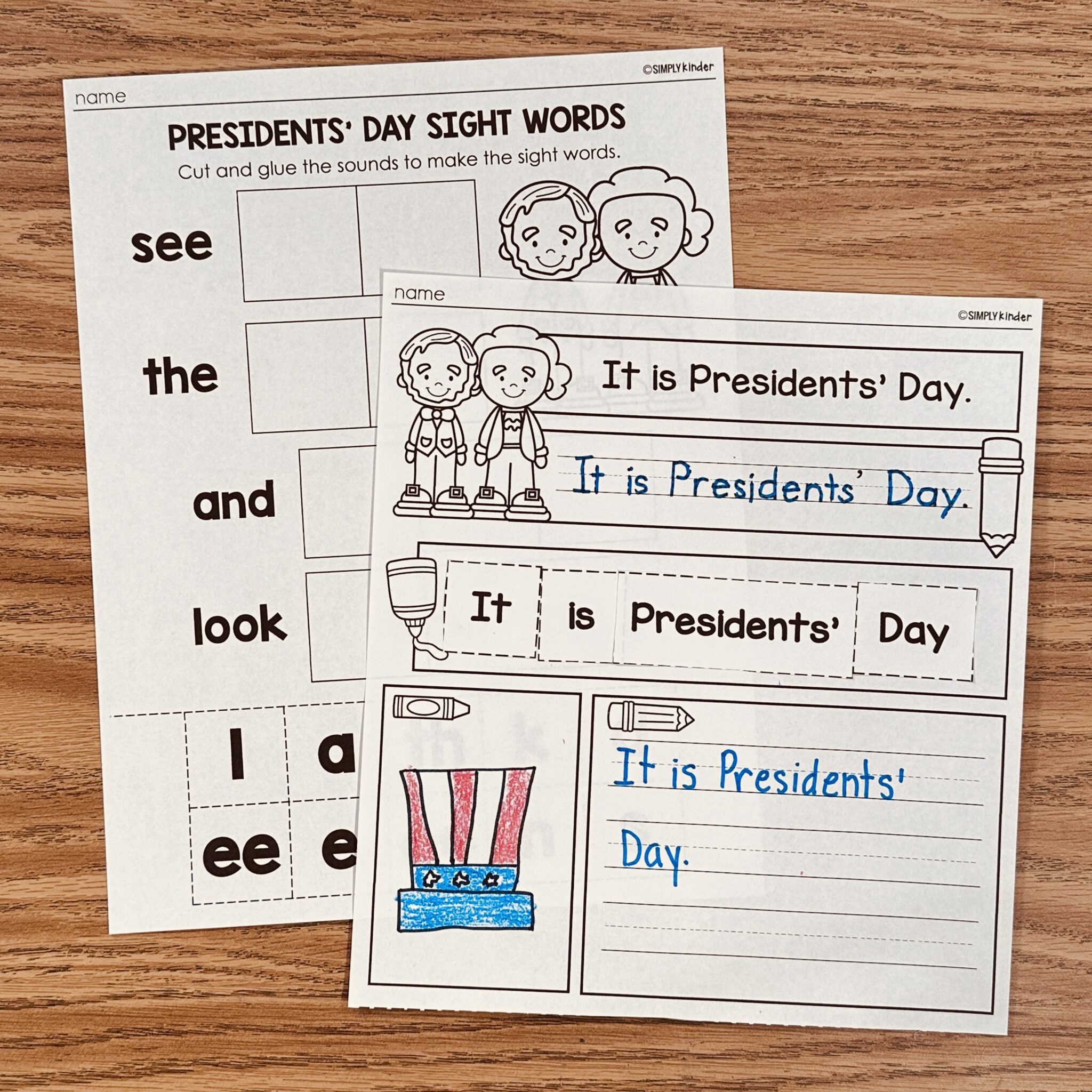 Presidents Day Sight Word Printables - Simply Kinder + Printable Membership