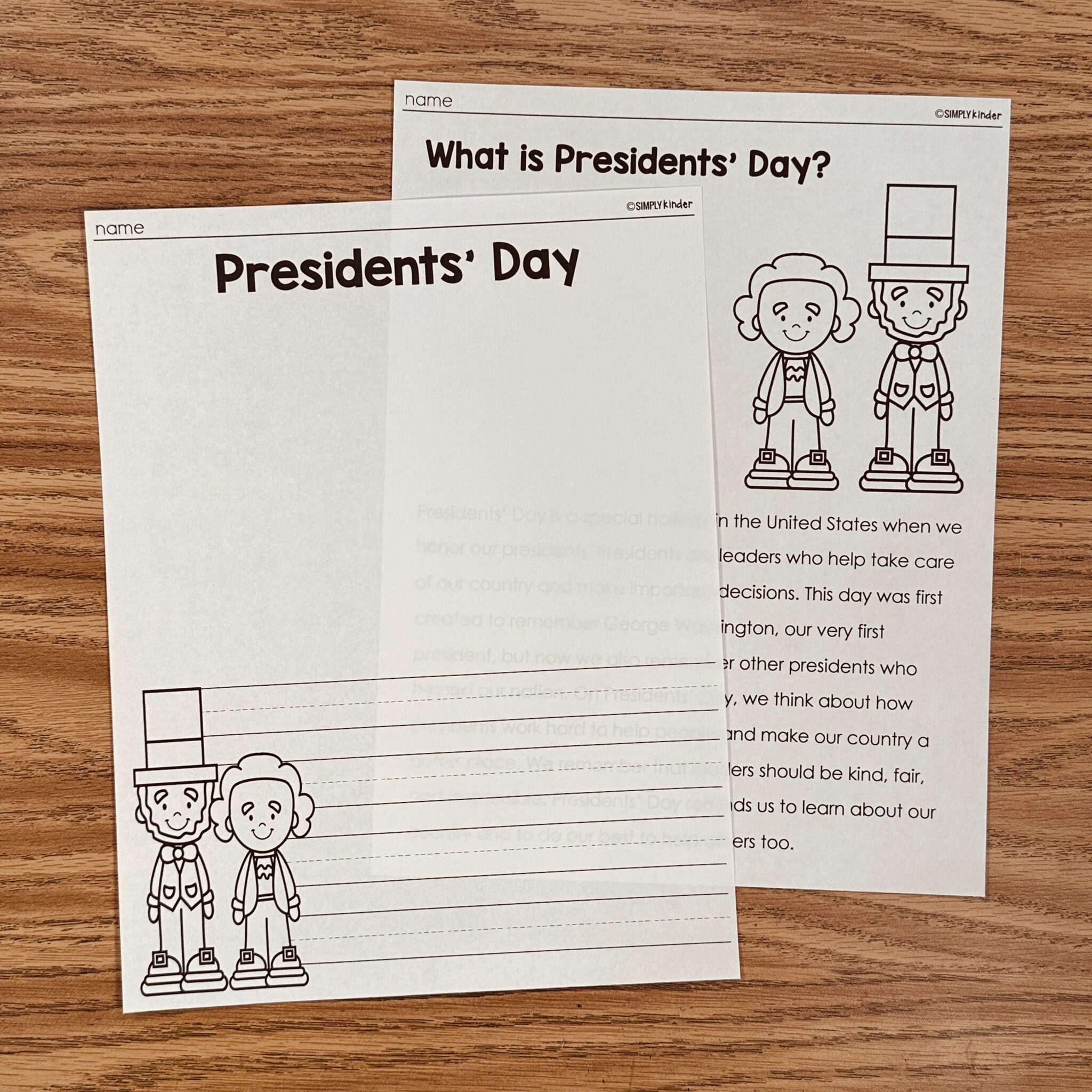 Presidents Day Report Pages - Simply Kinder + Printable Membership