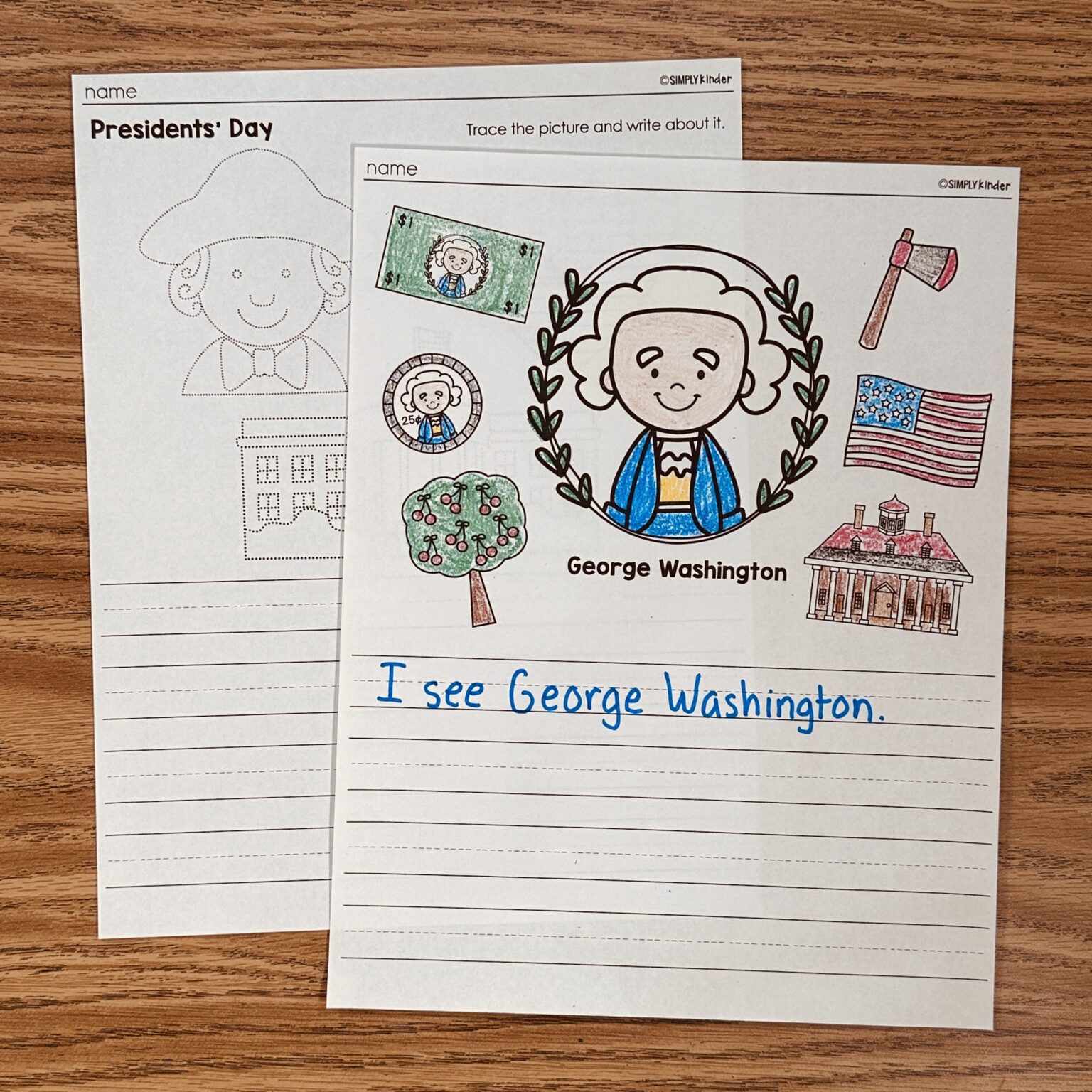 Presidents Day Writing Pages - Simply Kinder + Printable Membership