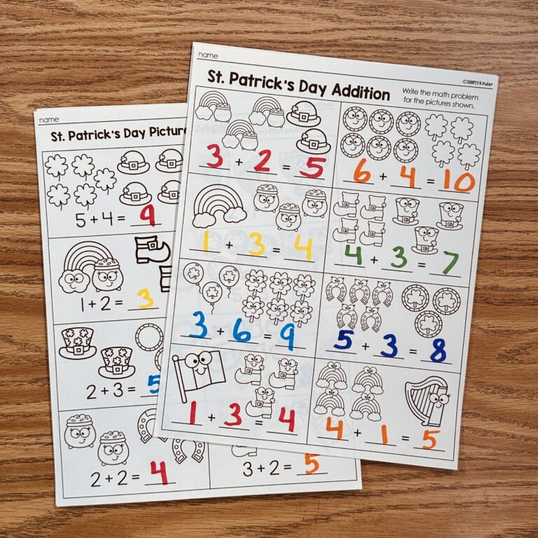 St. Patrick's Day No-Prep Addition Printables: Picture Addition ...