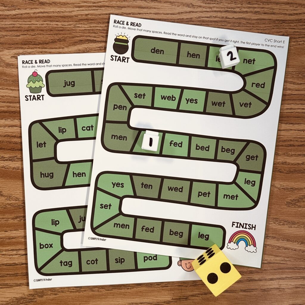 St. Patrick’s Day CVC No Prep Games - Race And Read - Simply Kinder ...