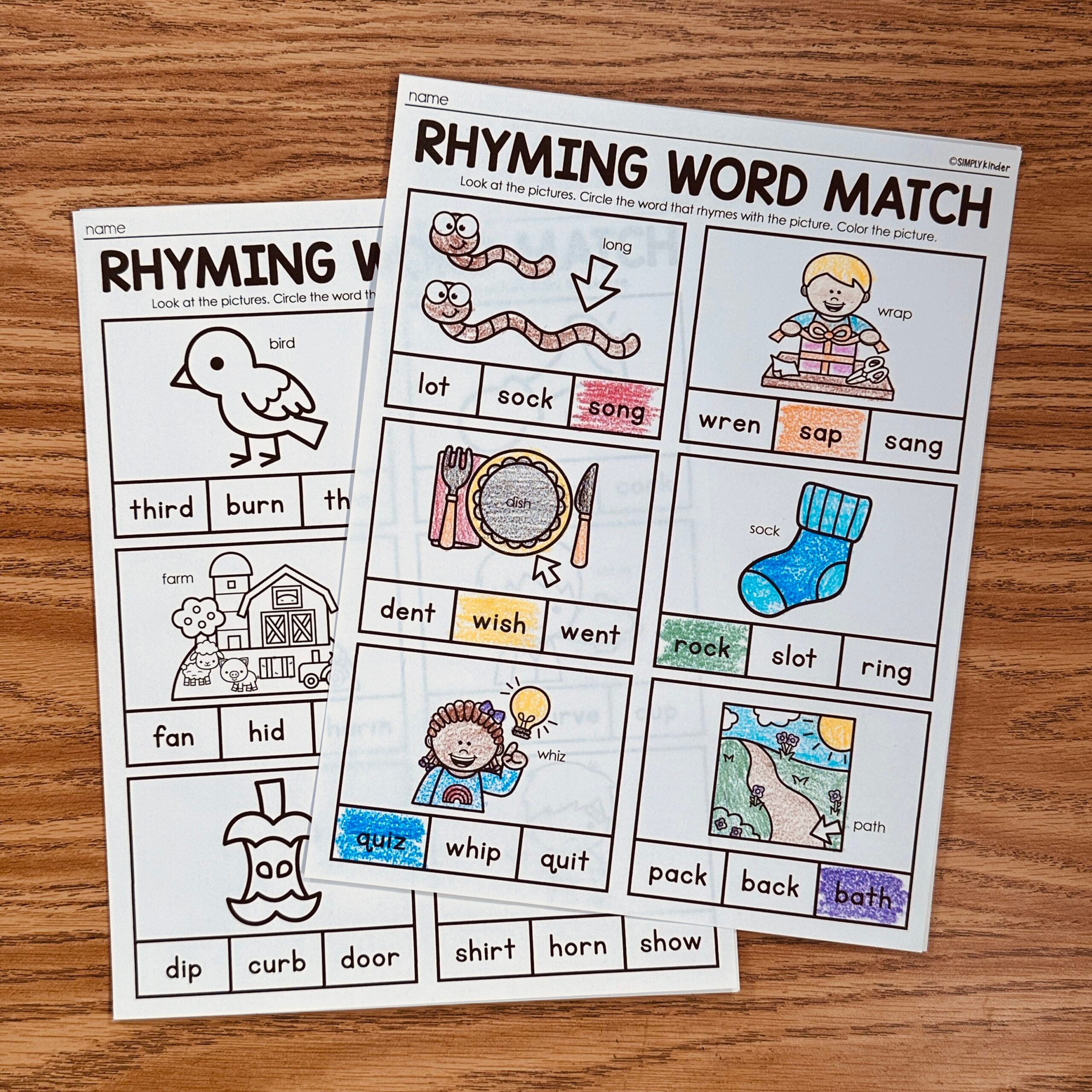 April Rhyming Printables - Simply Kinder + Printable Membership