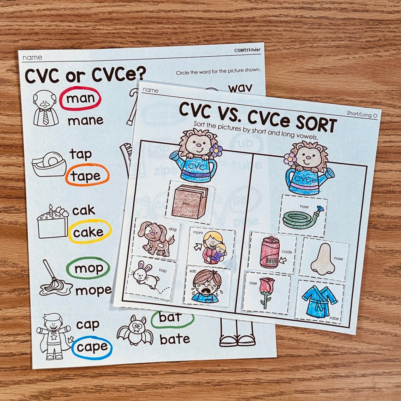 April CVC and CVCe Word Work - Simply Kinder + Printable Membership