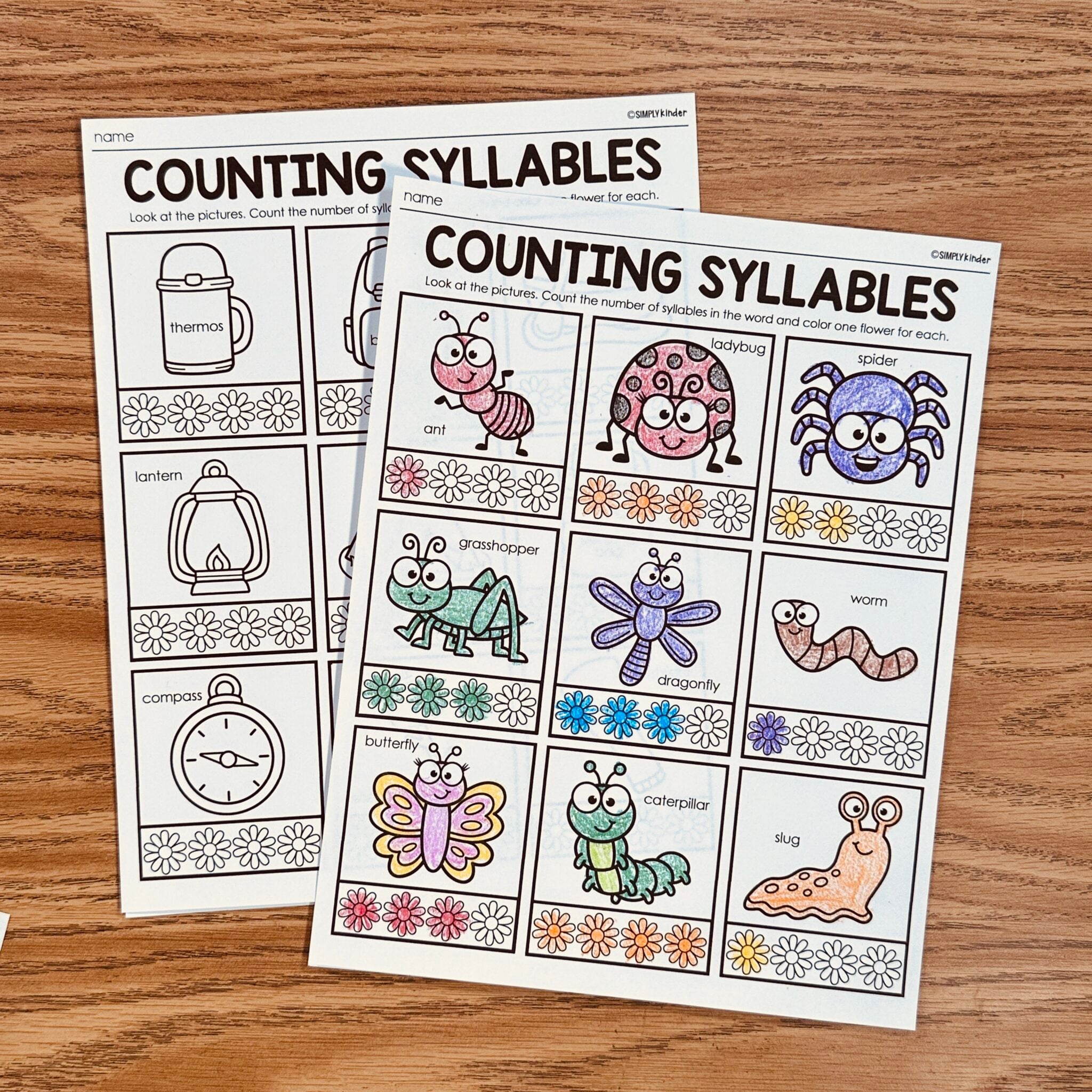 April Syllables Printables - Simply Kinder + Printable Membership