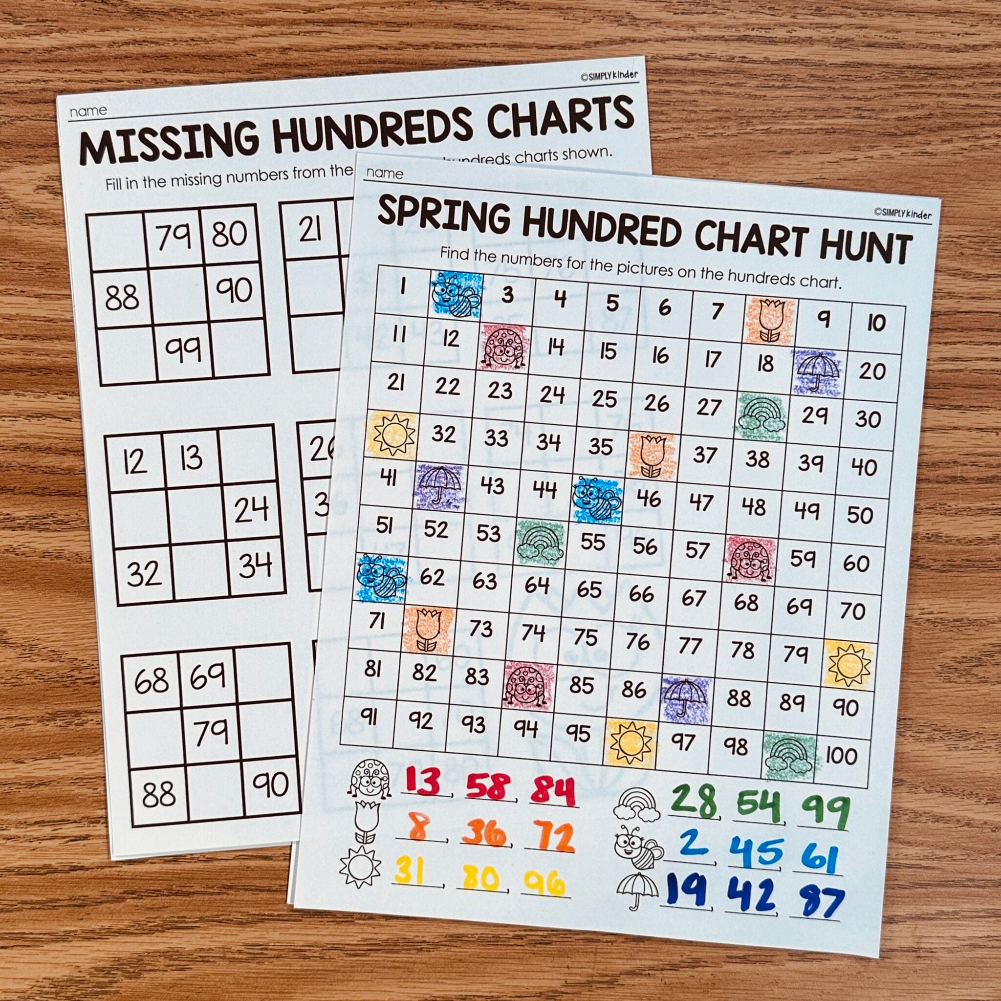 April Hundreds Chart Printables - Simply Kinder + Printable Membership