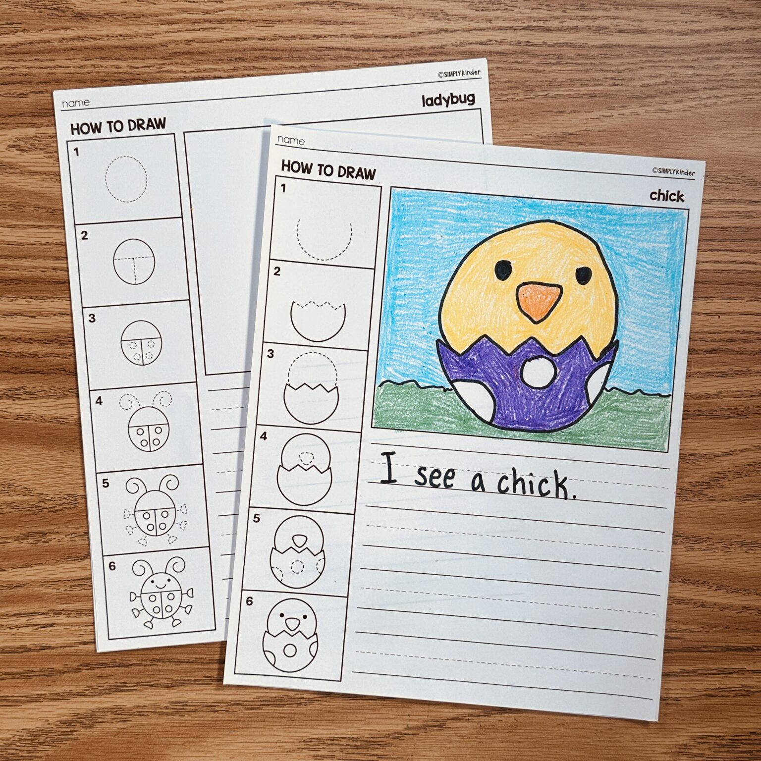 April Directed Drawing Printables - Simply Kinder + Printable Membership