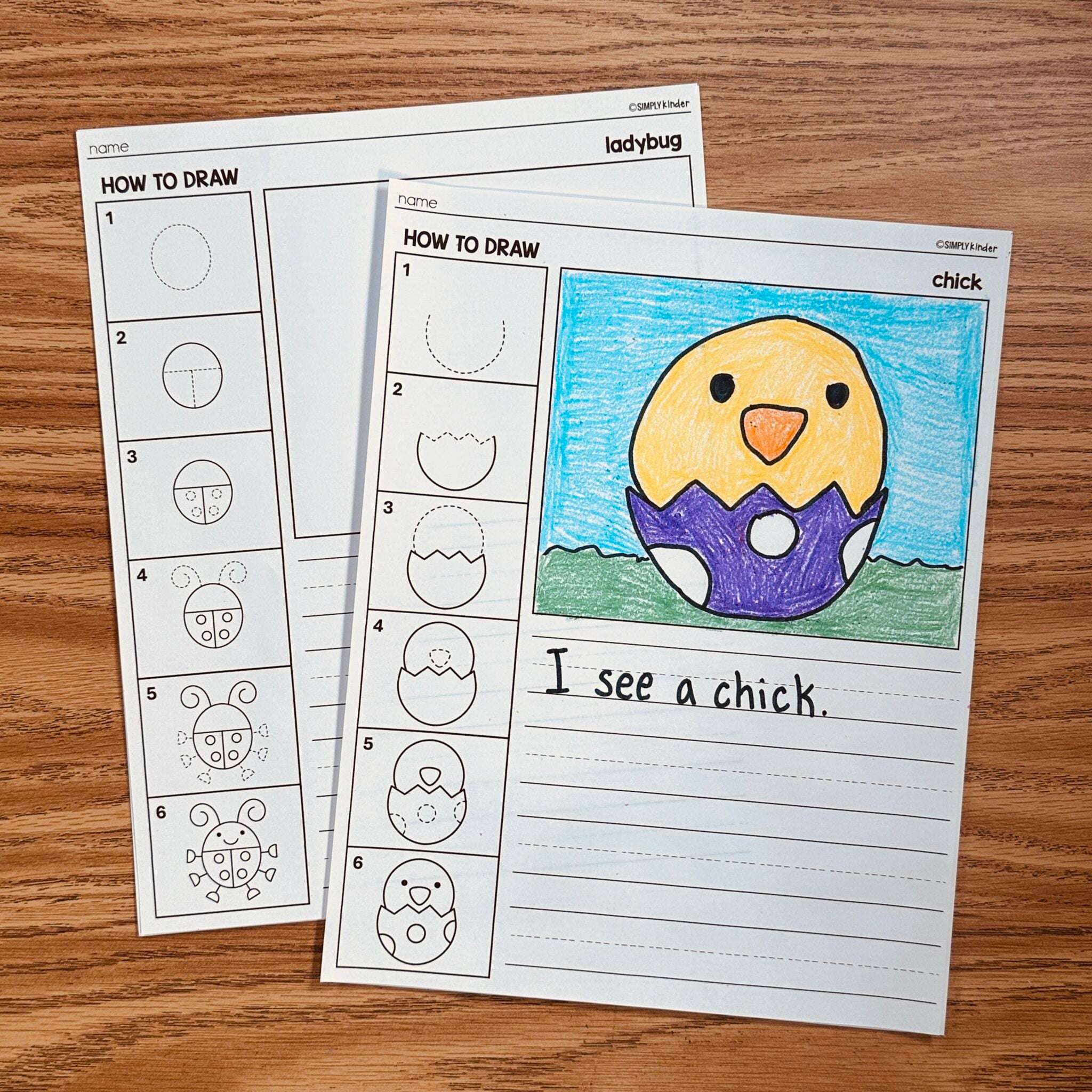 April Directed Drawing Printables - Simply Kinder + Printable Membership