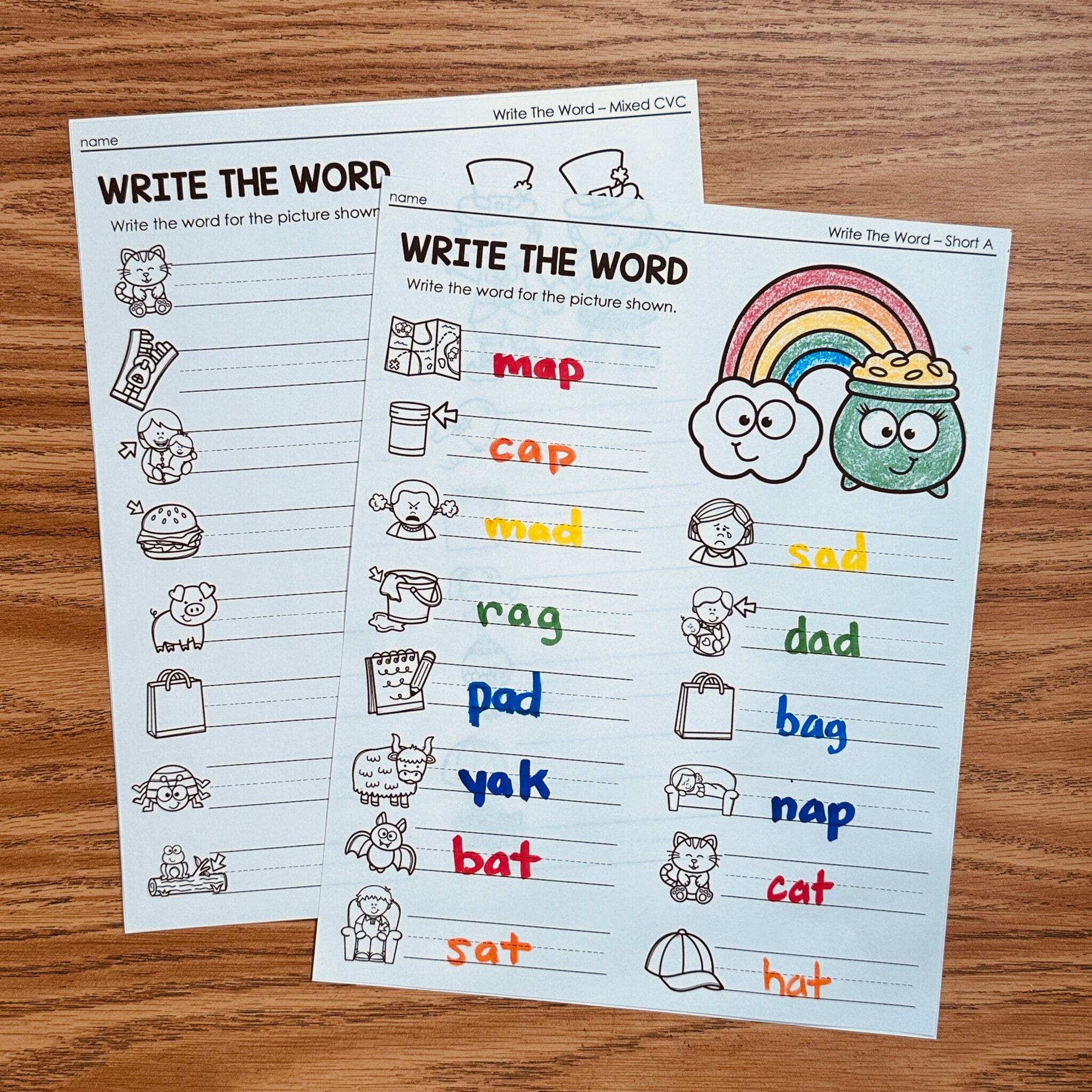 St. Patrick's Day CVC Write The Word Printables - Simply Kinder ...
