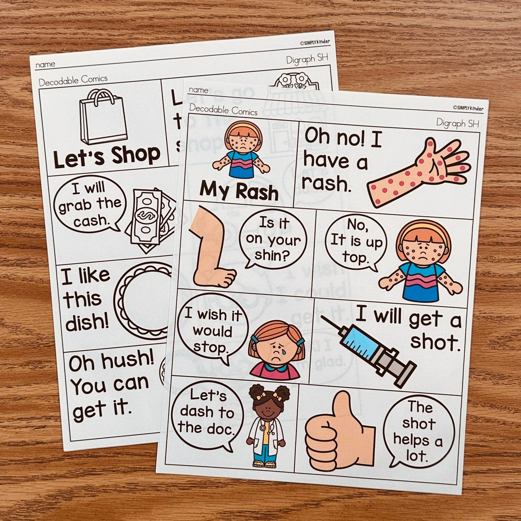 Digraph Decodable Comics - Digraph SH - Simply Kinder + Printable ...