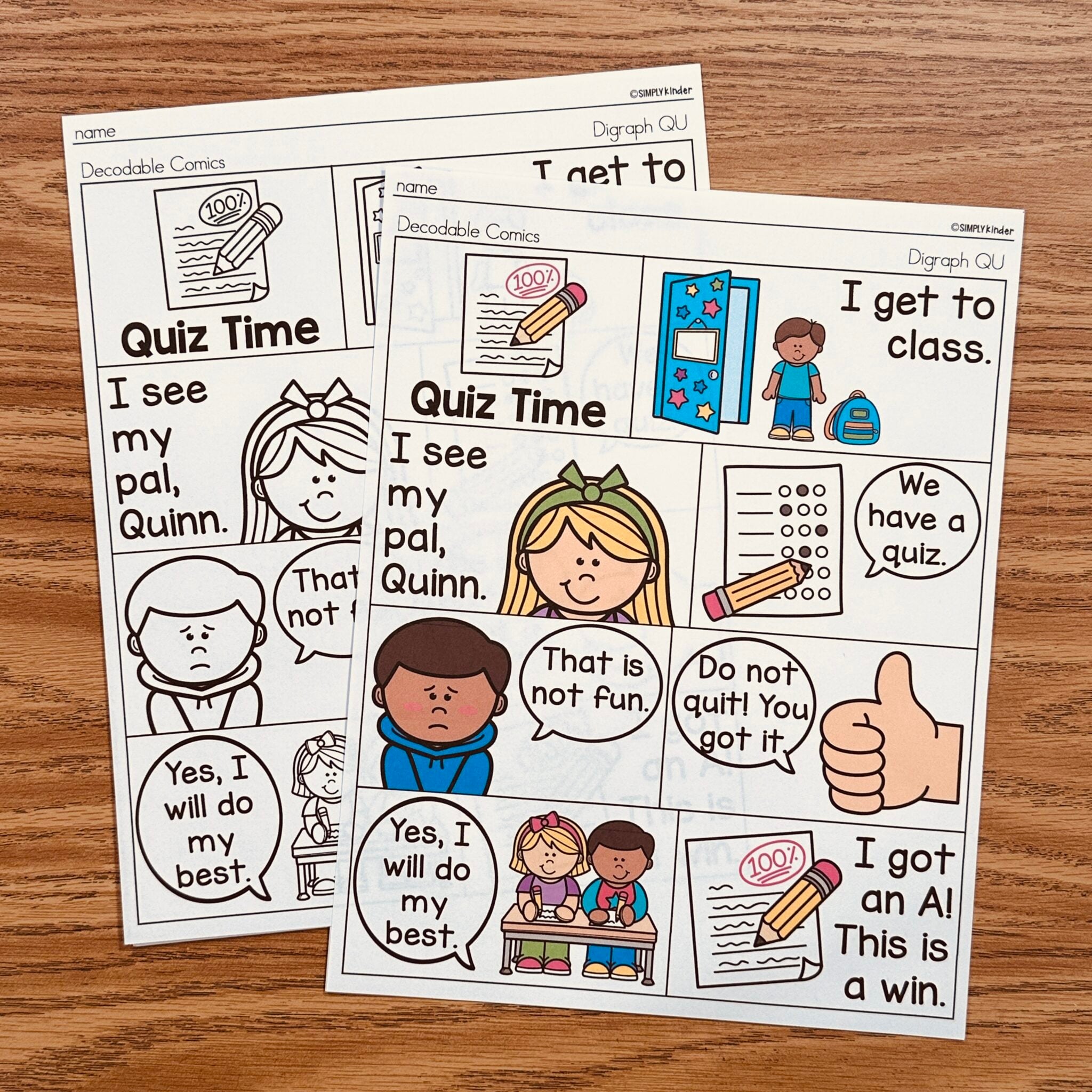 Digraph Decodable Comics - Digraph QU - Simply Kinder + Printable ...