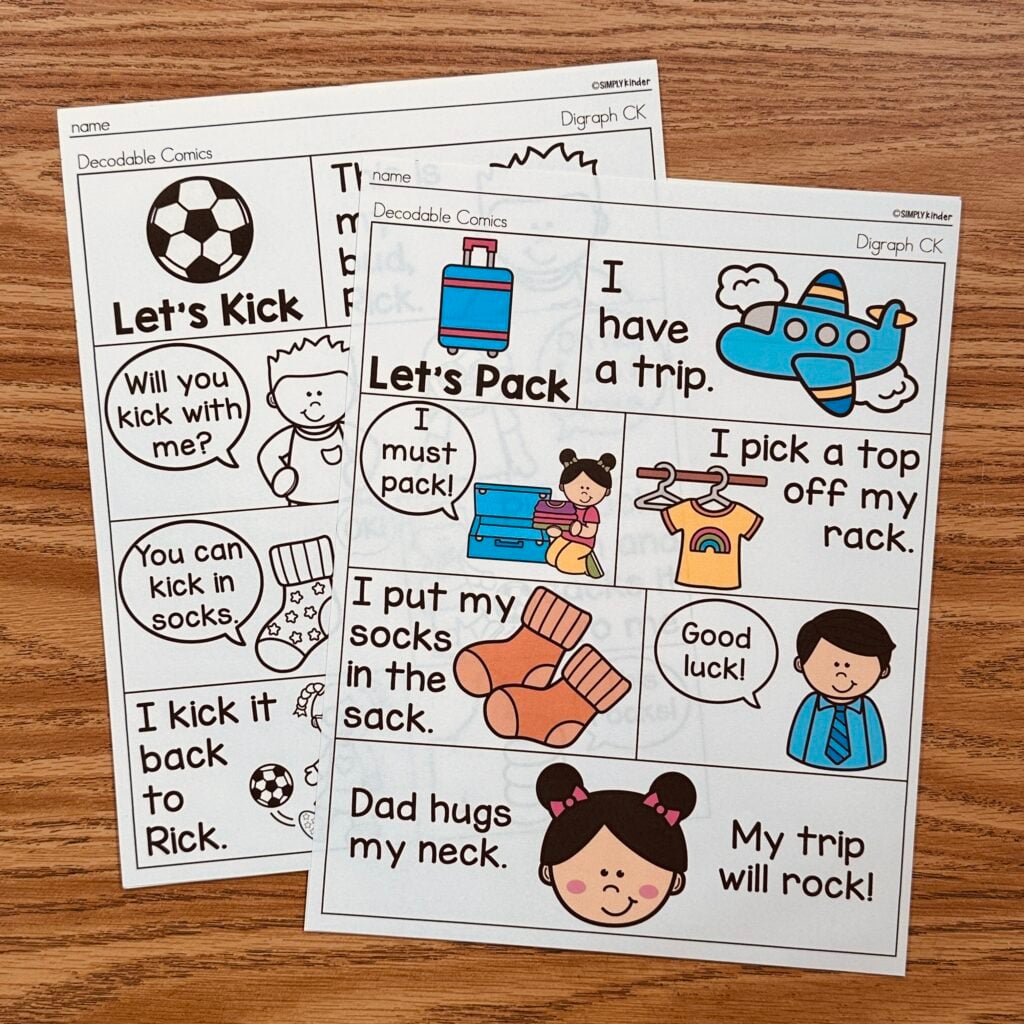 Digraph Decodable Comics - Digraph CK - Simply Kinder + Printable ...