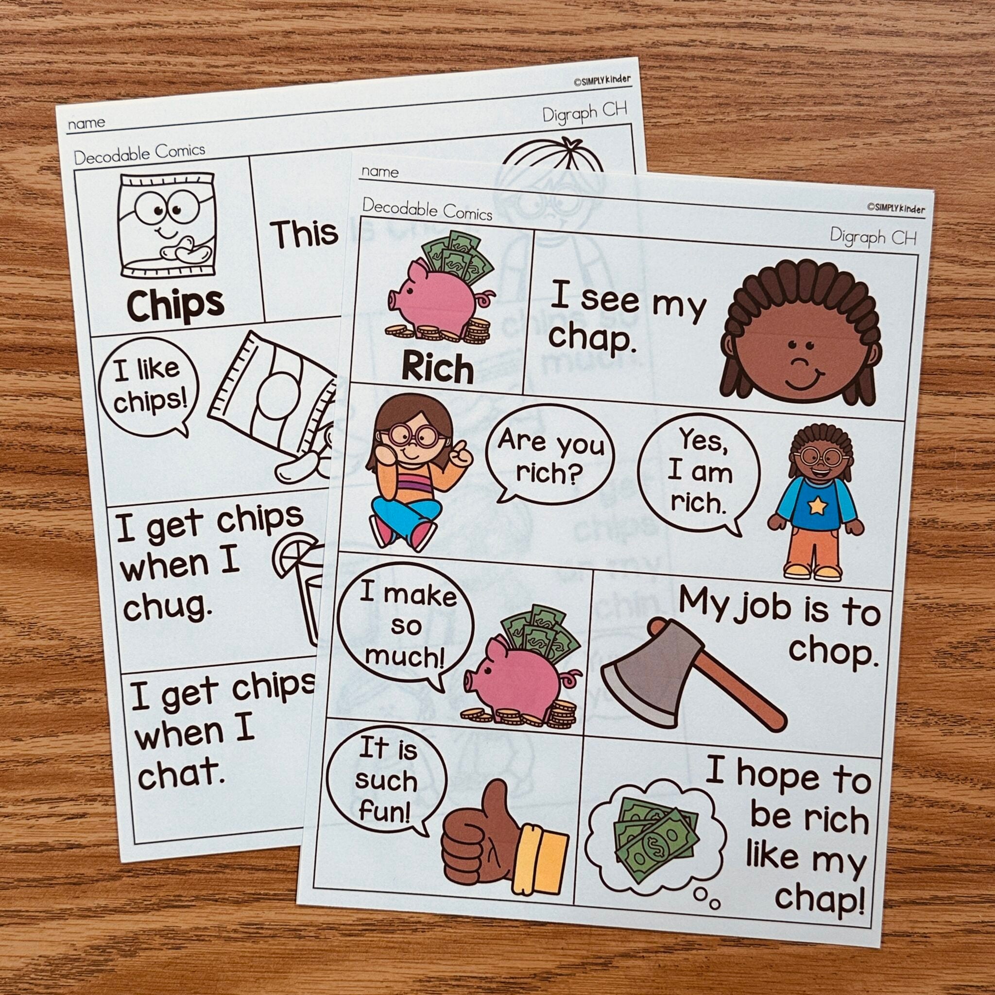 Digraph Decodable Comics - Digraph CH - Simply Kinder + Printable ...