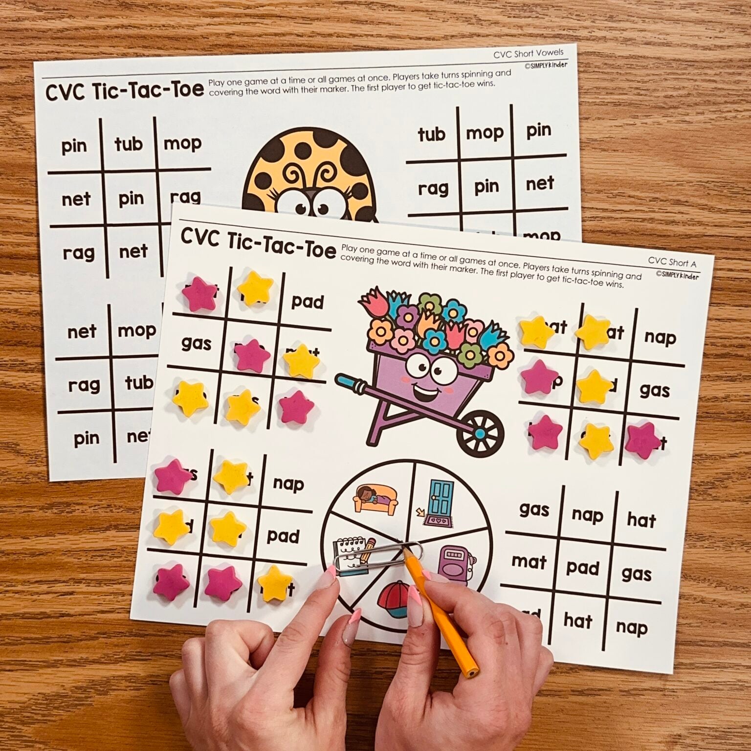 Spring CVC No Prep Games - Tic-Tac-Toe - Simply Kinder + Printable ...