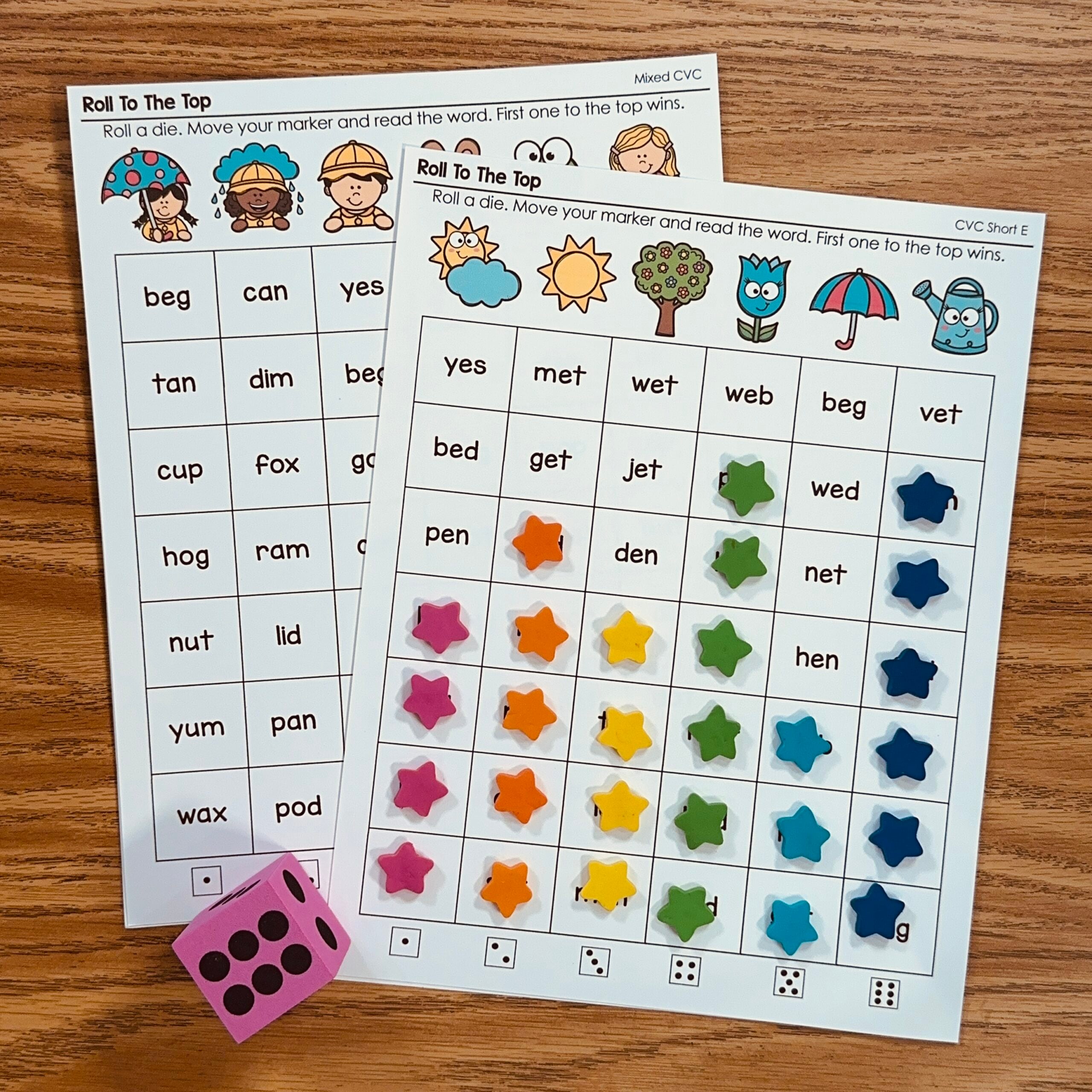 Spring CVC No Prep Games - Roll To The Top - Simply Kinder + Printable ...