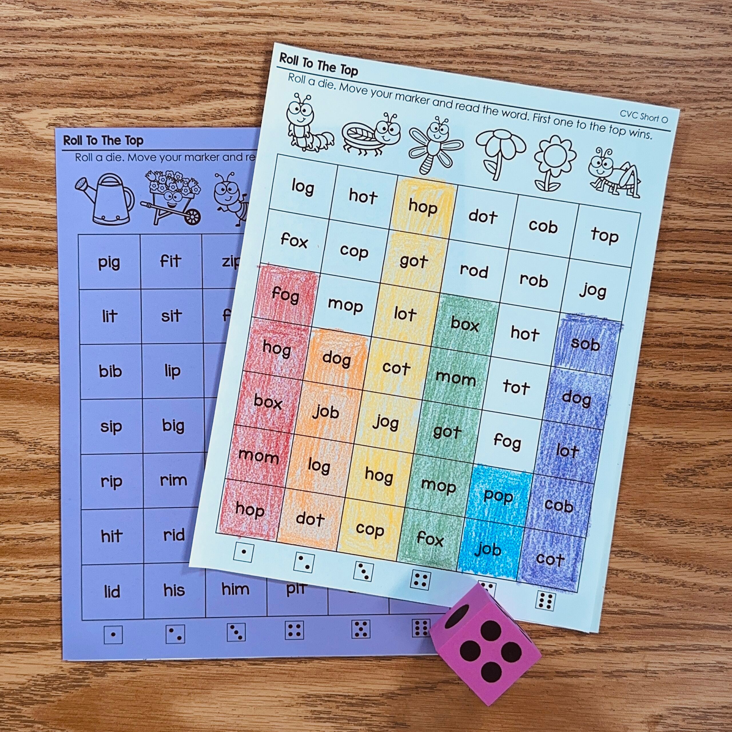 Spring CVC No Prep Games - Roll To The Top - Simply Kinder + Printable ...